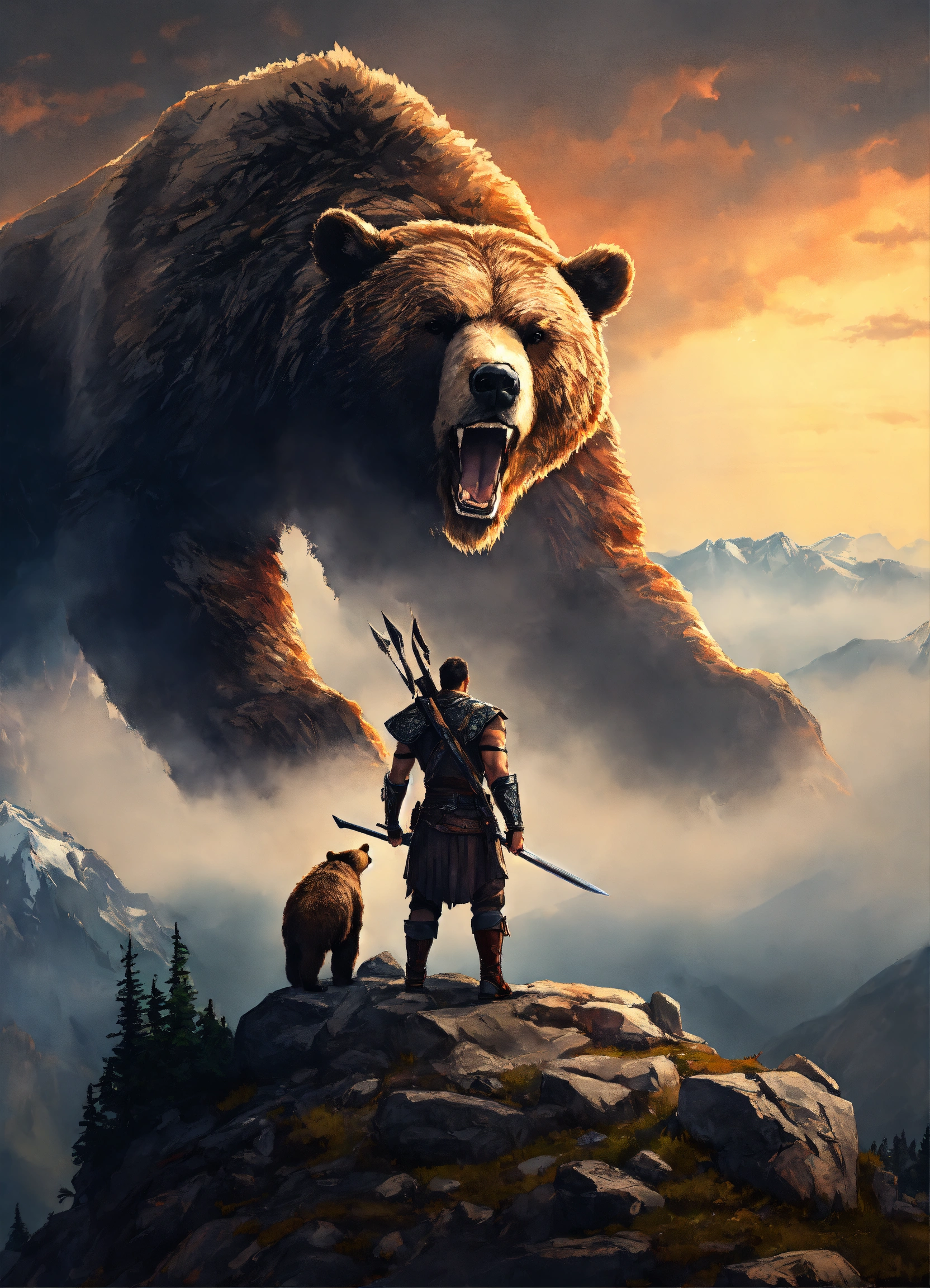Lexica - A warrior with big bear hands Standing on the top of a ...