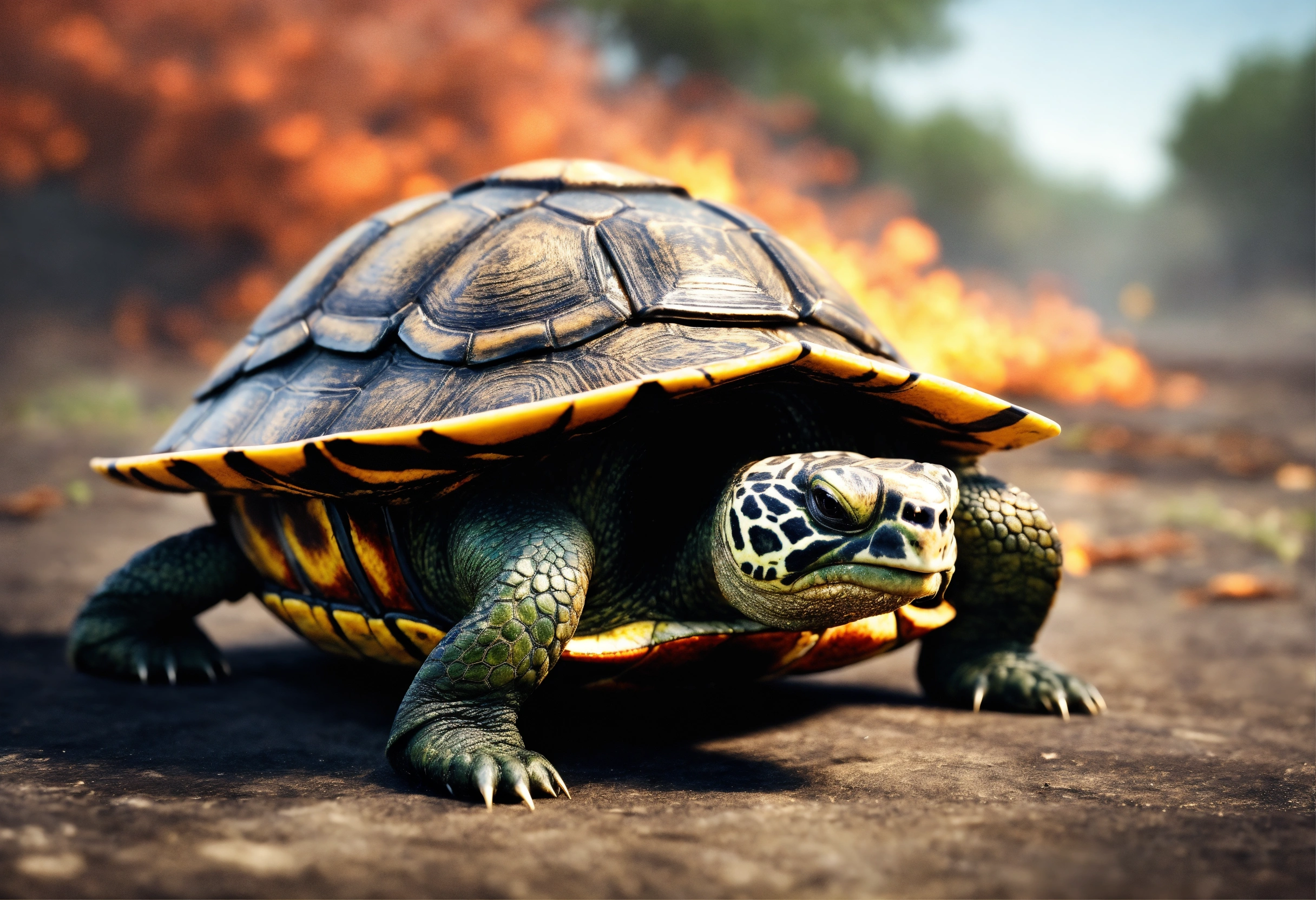 Lexica - Turtle Samurai. Battlefield. Hyper realistic.