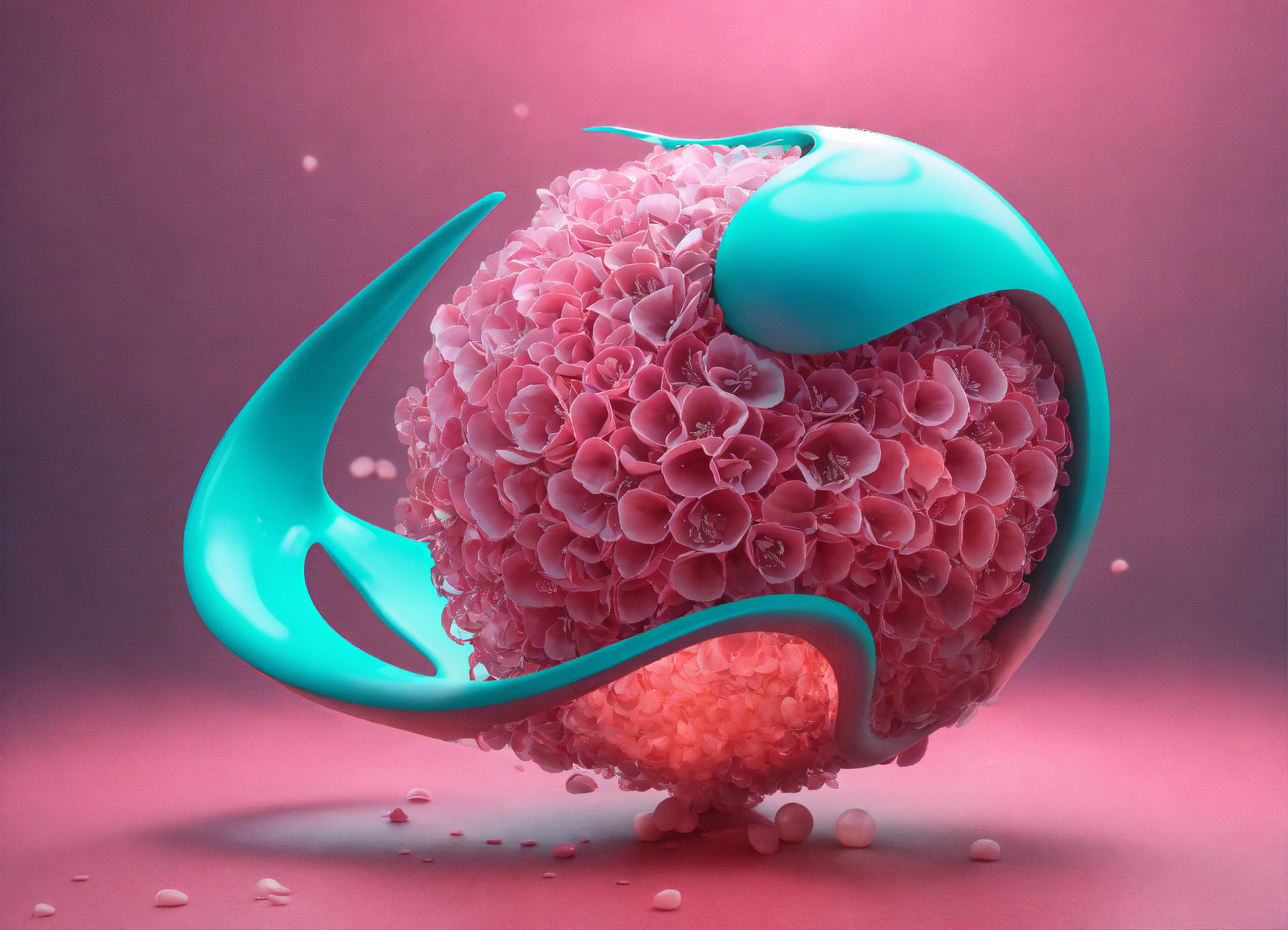 Lexica - A 3D render pink healthy ovary female system on a desaturated ...