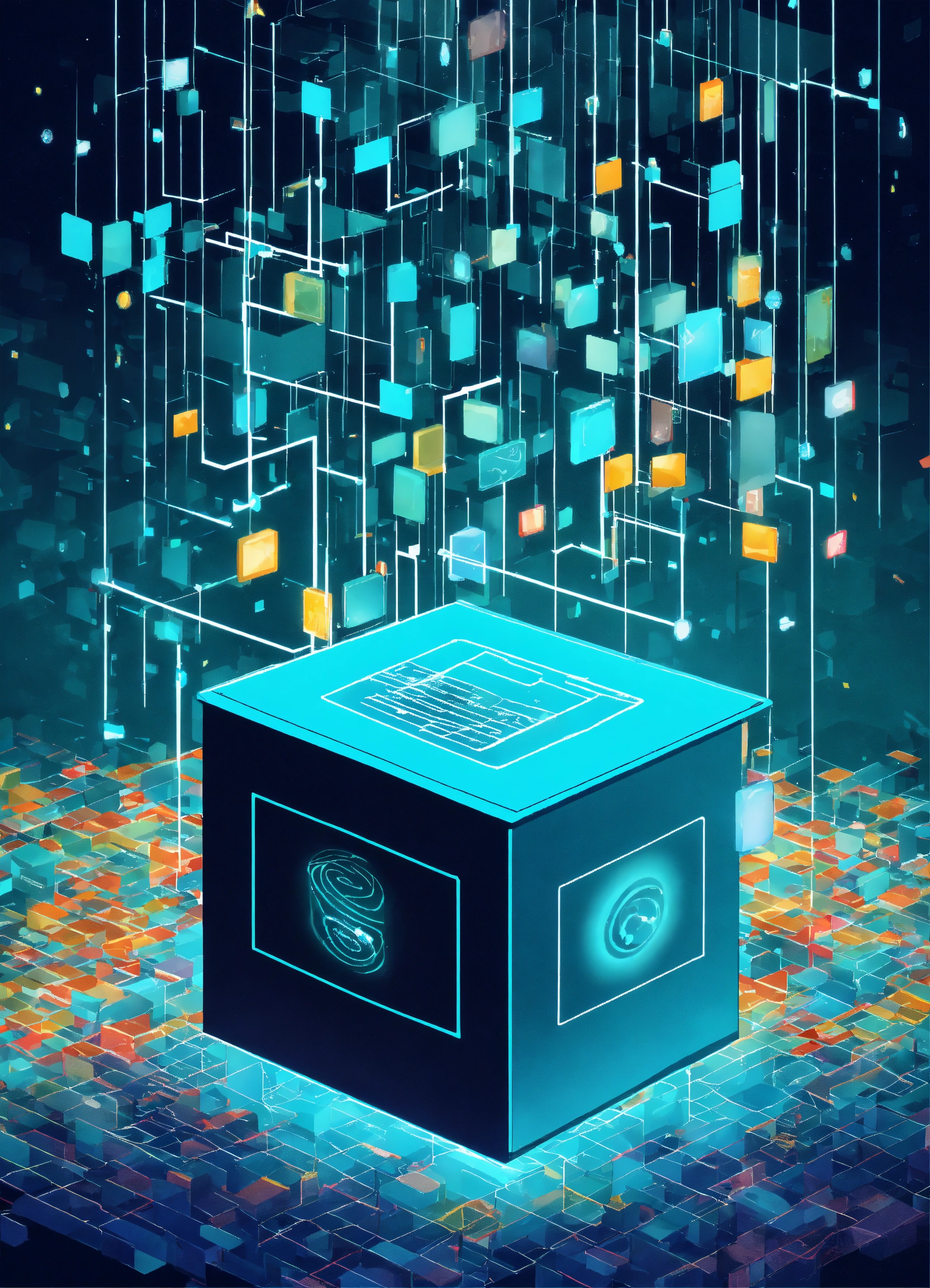 Lexica - Illustration of a million invisible information boxes being ...