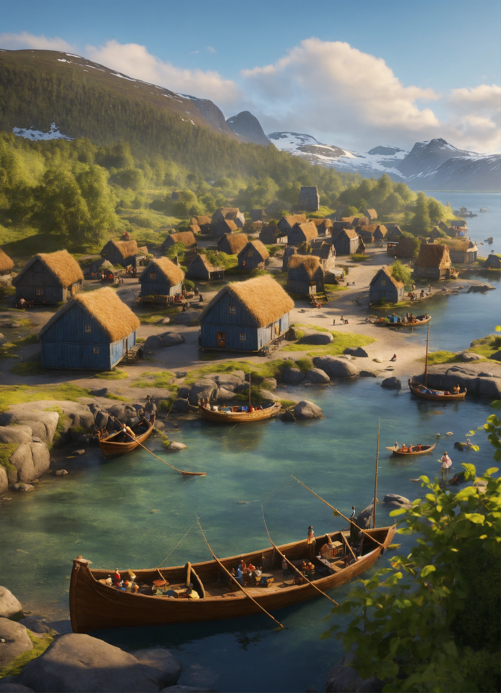 Lexica - A pixar animated photo of a primitive fishing village, first ...