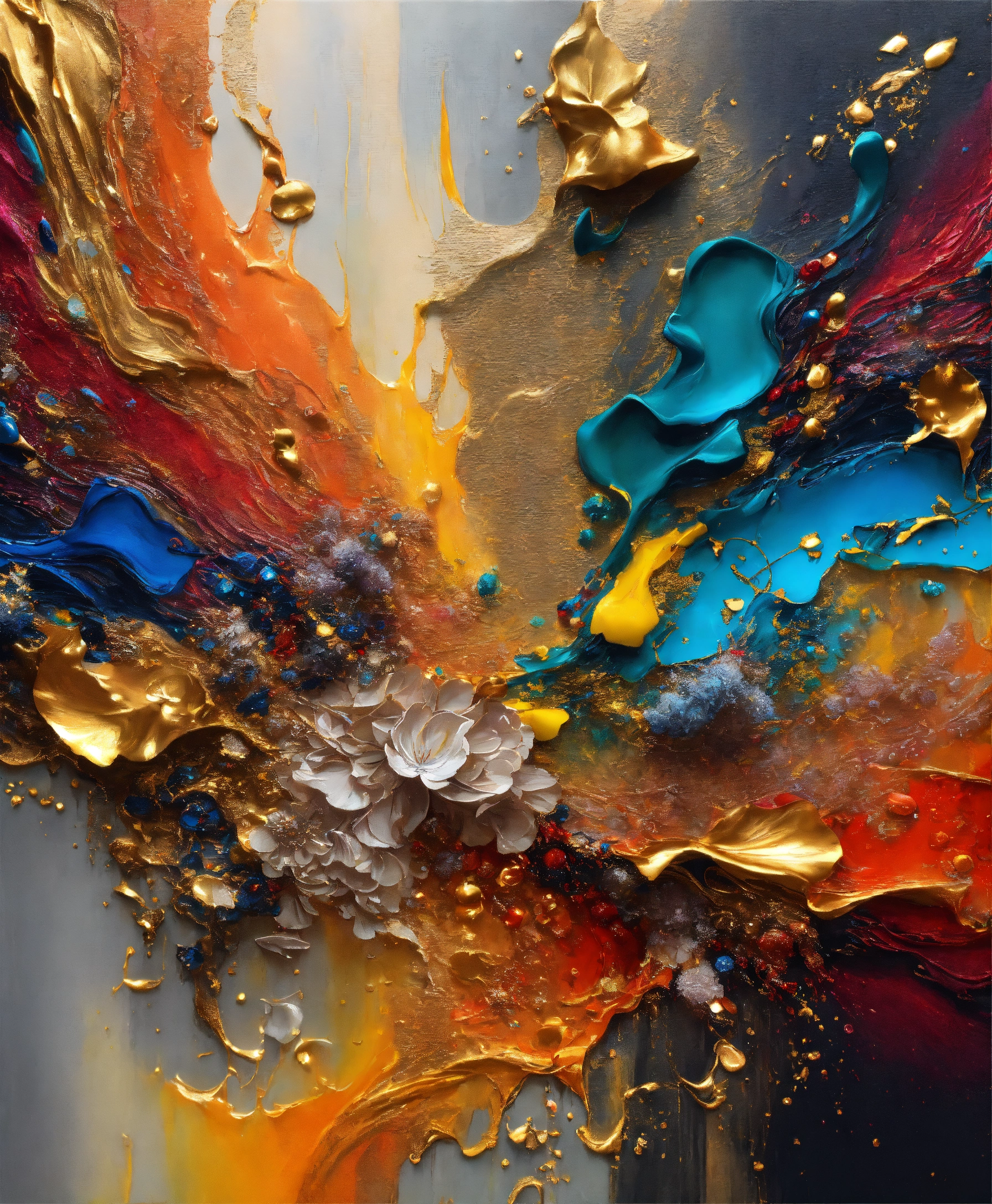 Lexica - Colorful abstract painting oil and water complex complicated ...