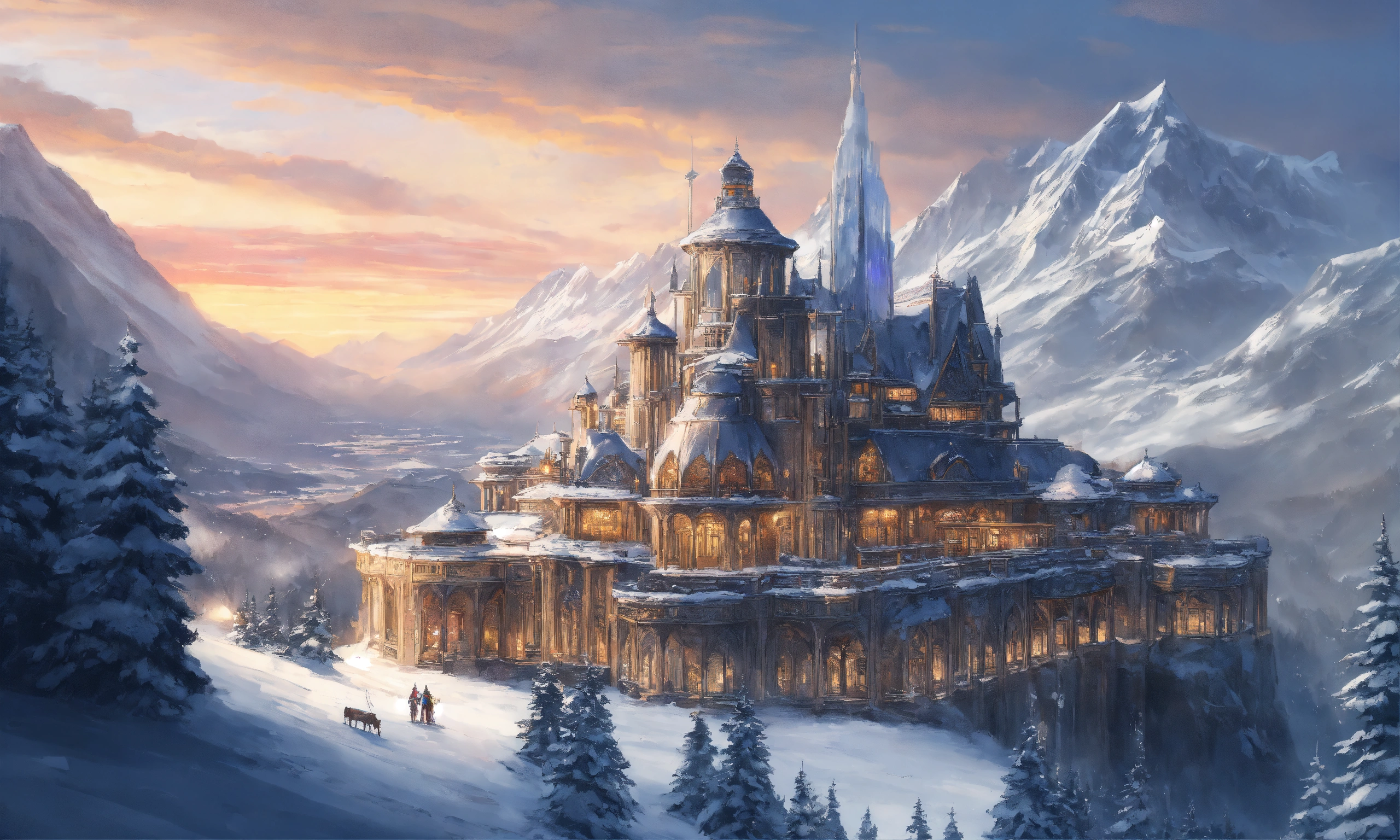 Lexica - Drawing of the full image of an elegant high elf sci fi palace ...