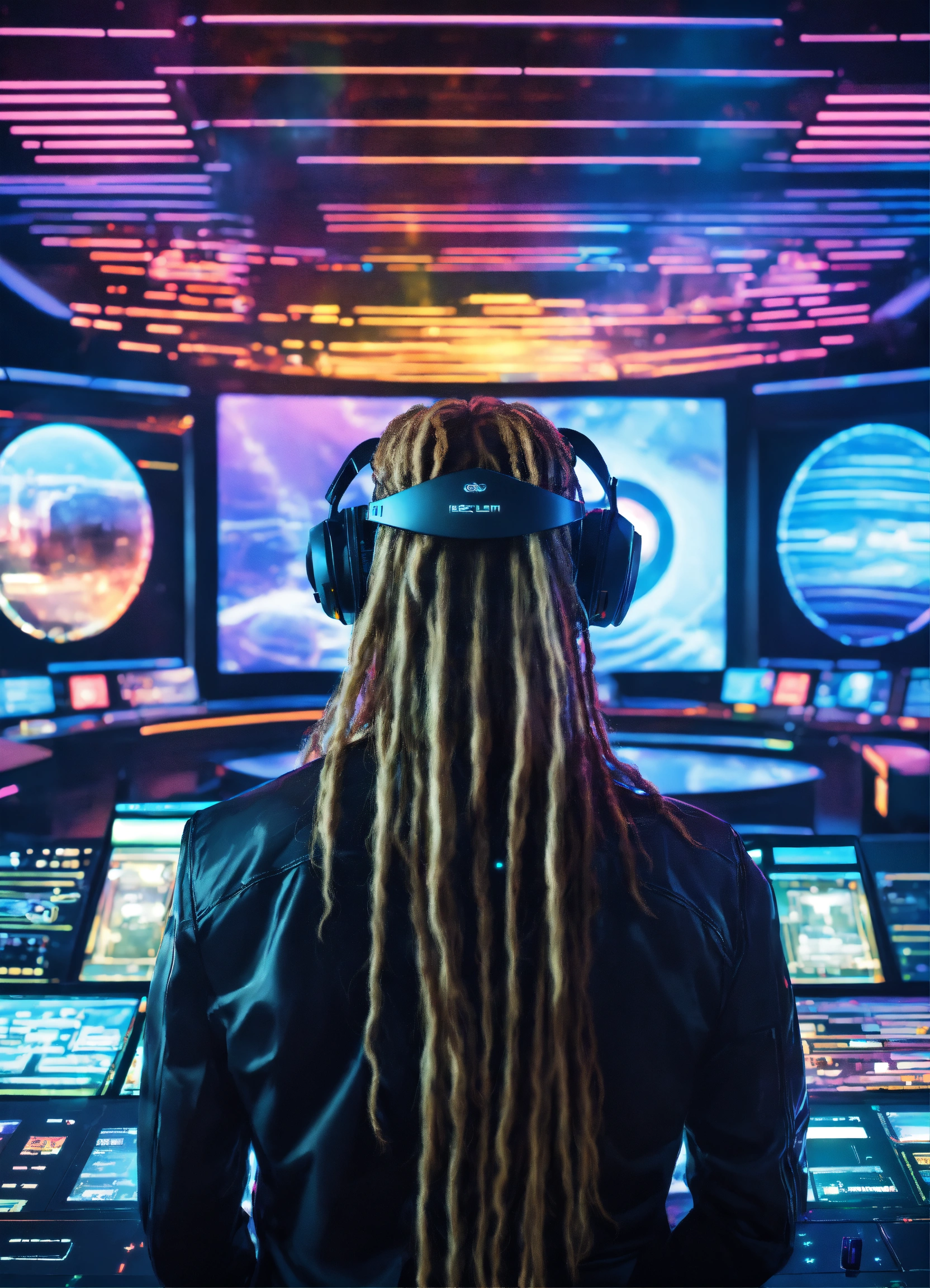 Lexica - Caucasian male with long blonde dreadlocks wearing futuristic ...