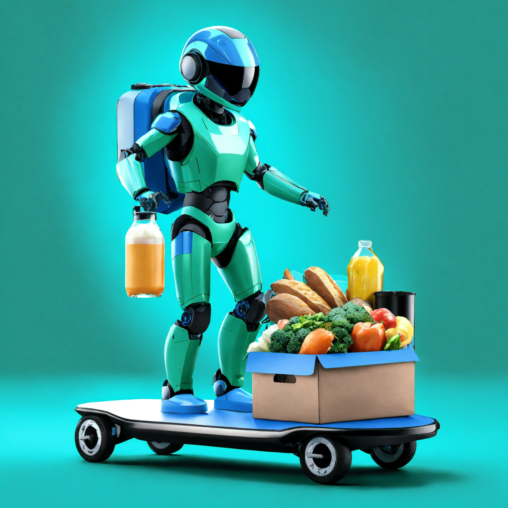 Lexica - A passionate male robot on hoverboard, realistic man face ...
