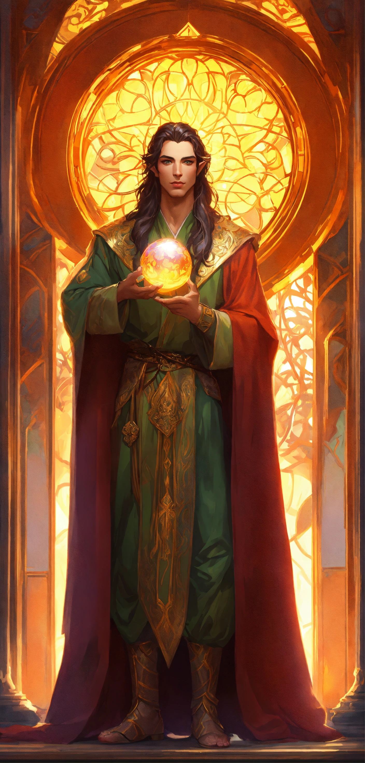 Lexica - Handsome Persian Male Elf Wizard with magical orb, high ...