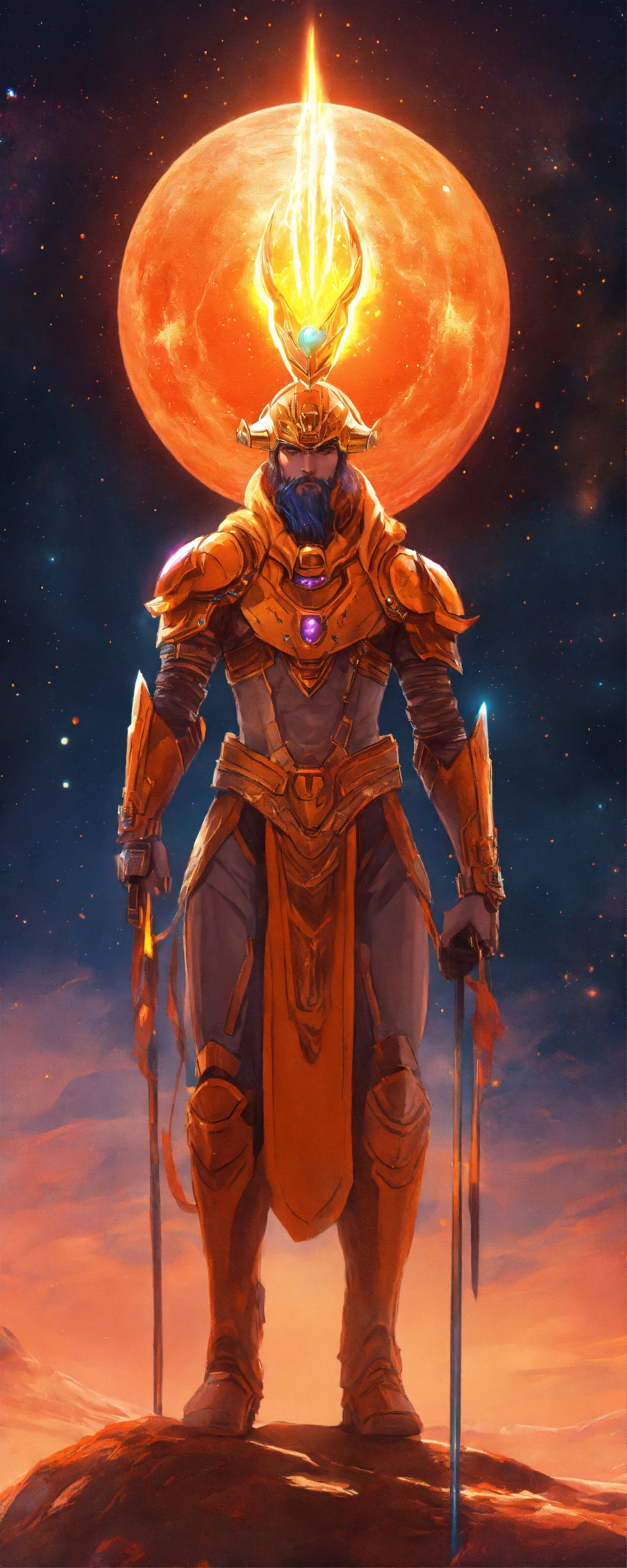 Lexica - Drawing of epic alien warlord king with glowing orange energy ...