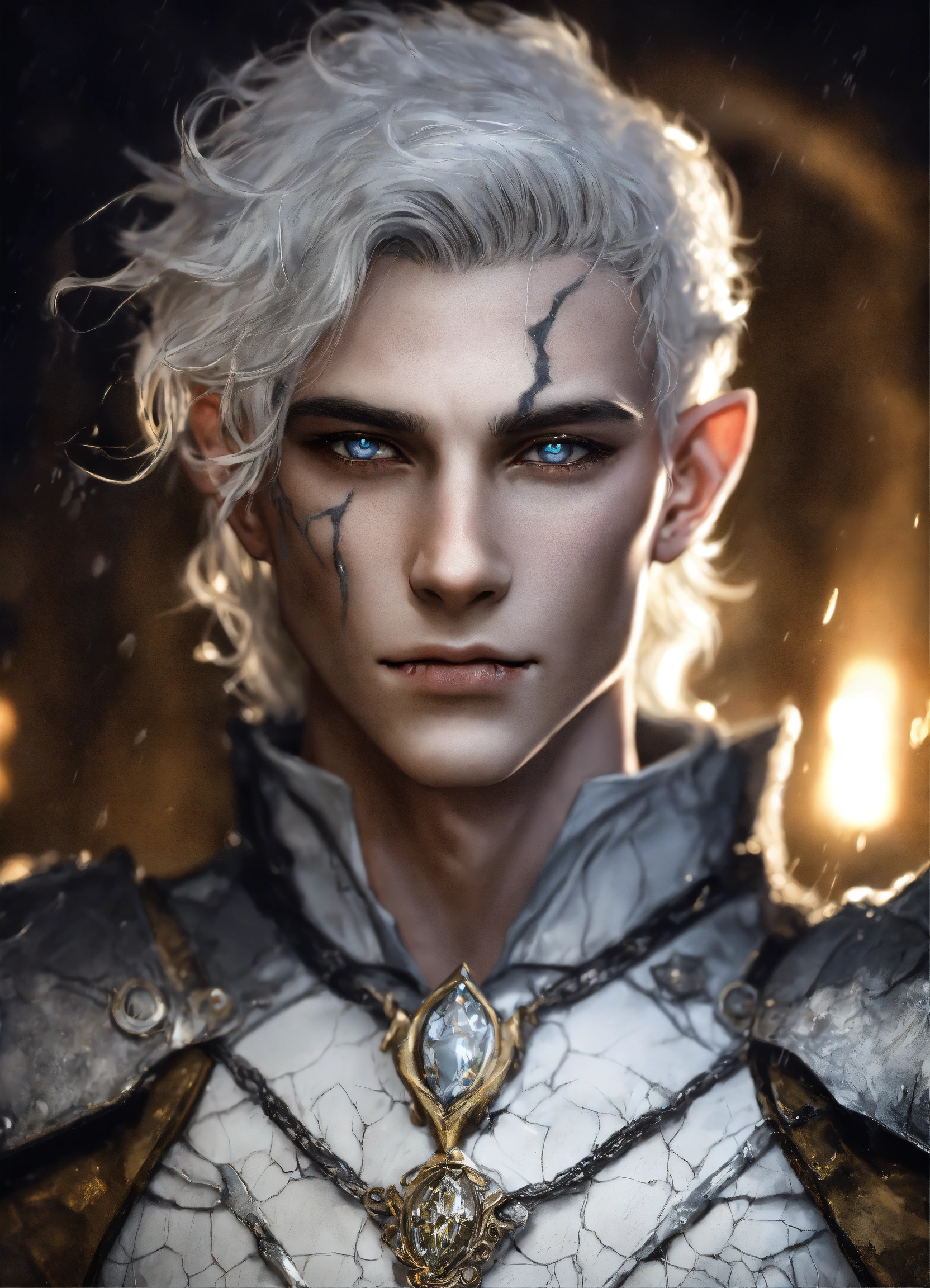 Lexica - Fantasy portrait of a ash-grey skinned elf, masculine ...