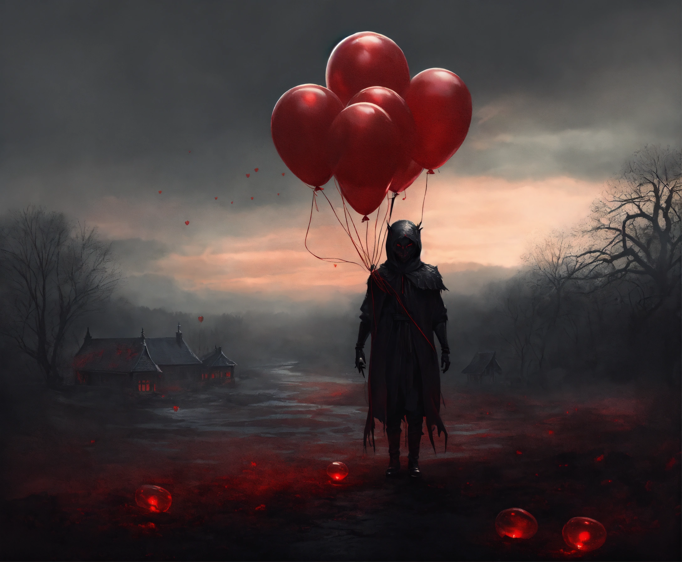 Lexica - Dark aesthetic, A creepy dark humanoid figure, holding a red ...