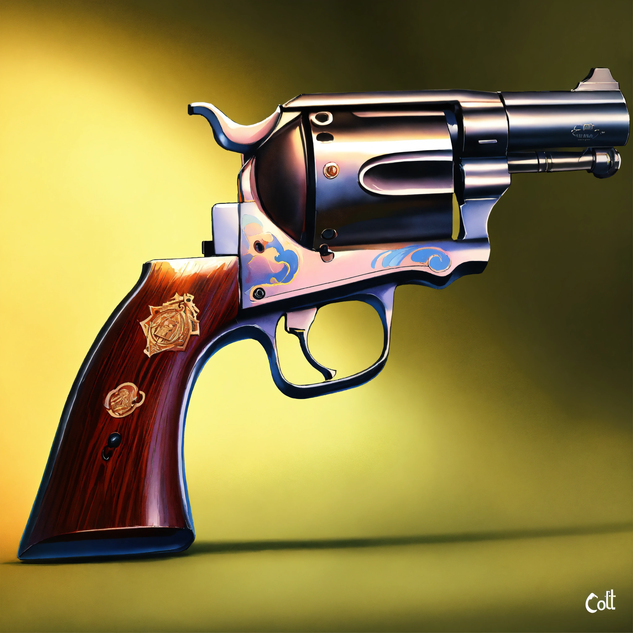 Lexica - Colt Model 1883, cartoon oil paint, 2D illustration style ...