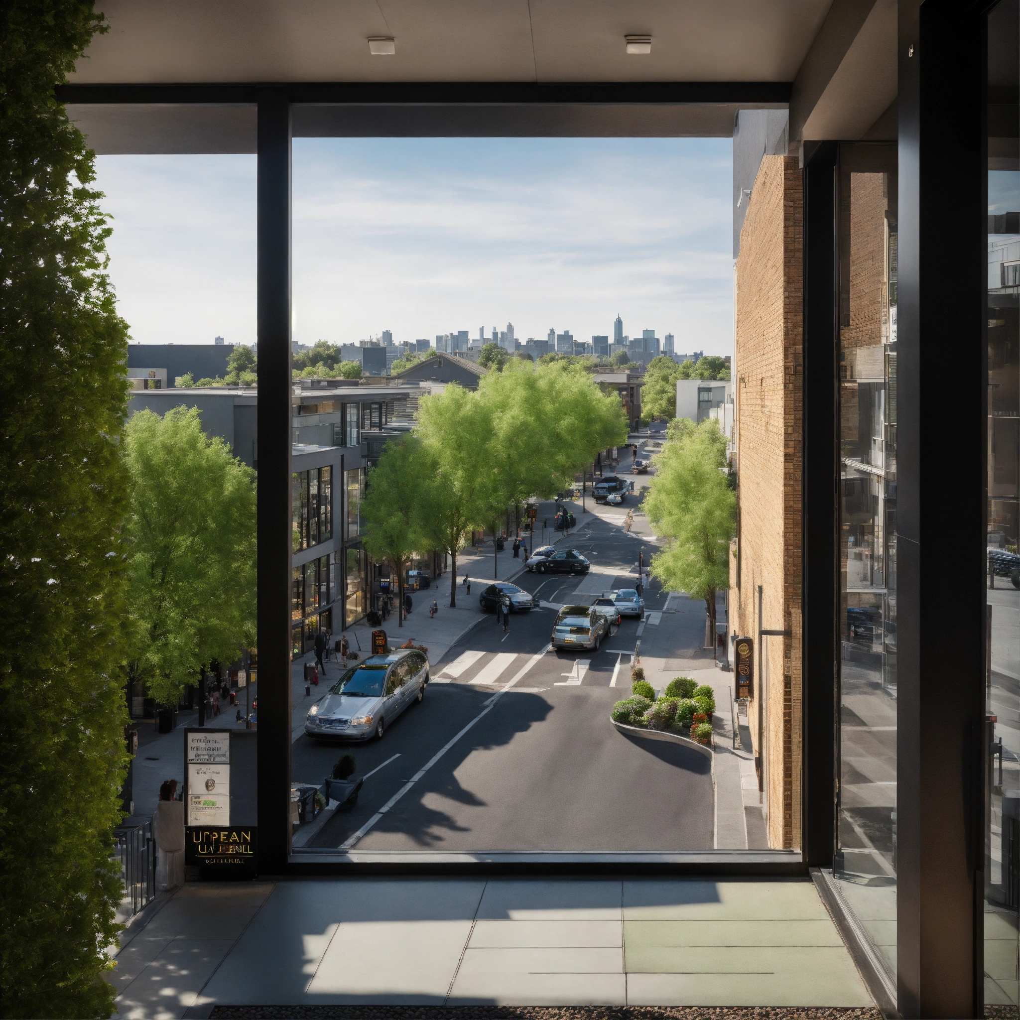 Lexica - Photographic, ultrarealistic, window level view, looking down ...