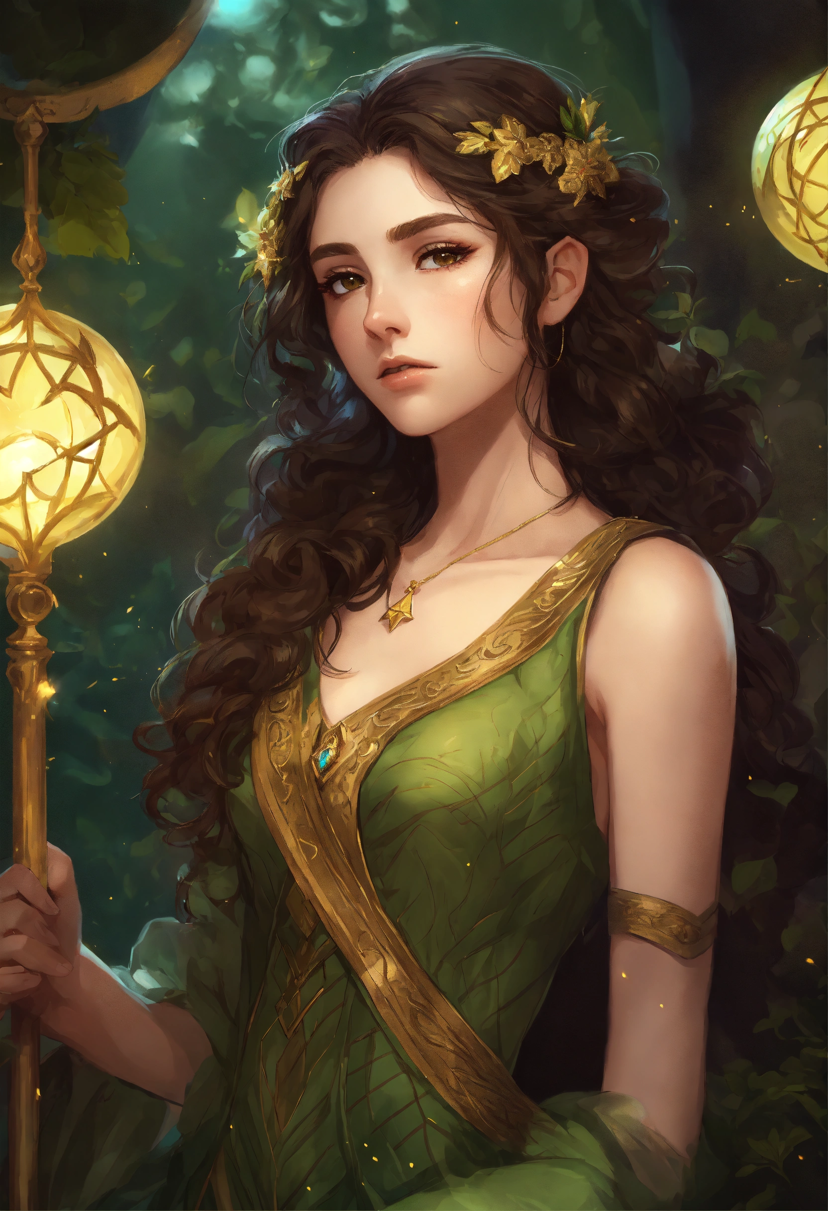Lexica - Character art of a 24-year-old female wood elf, curly hair ...