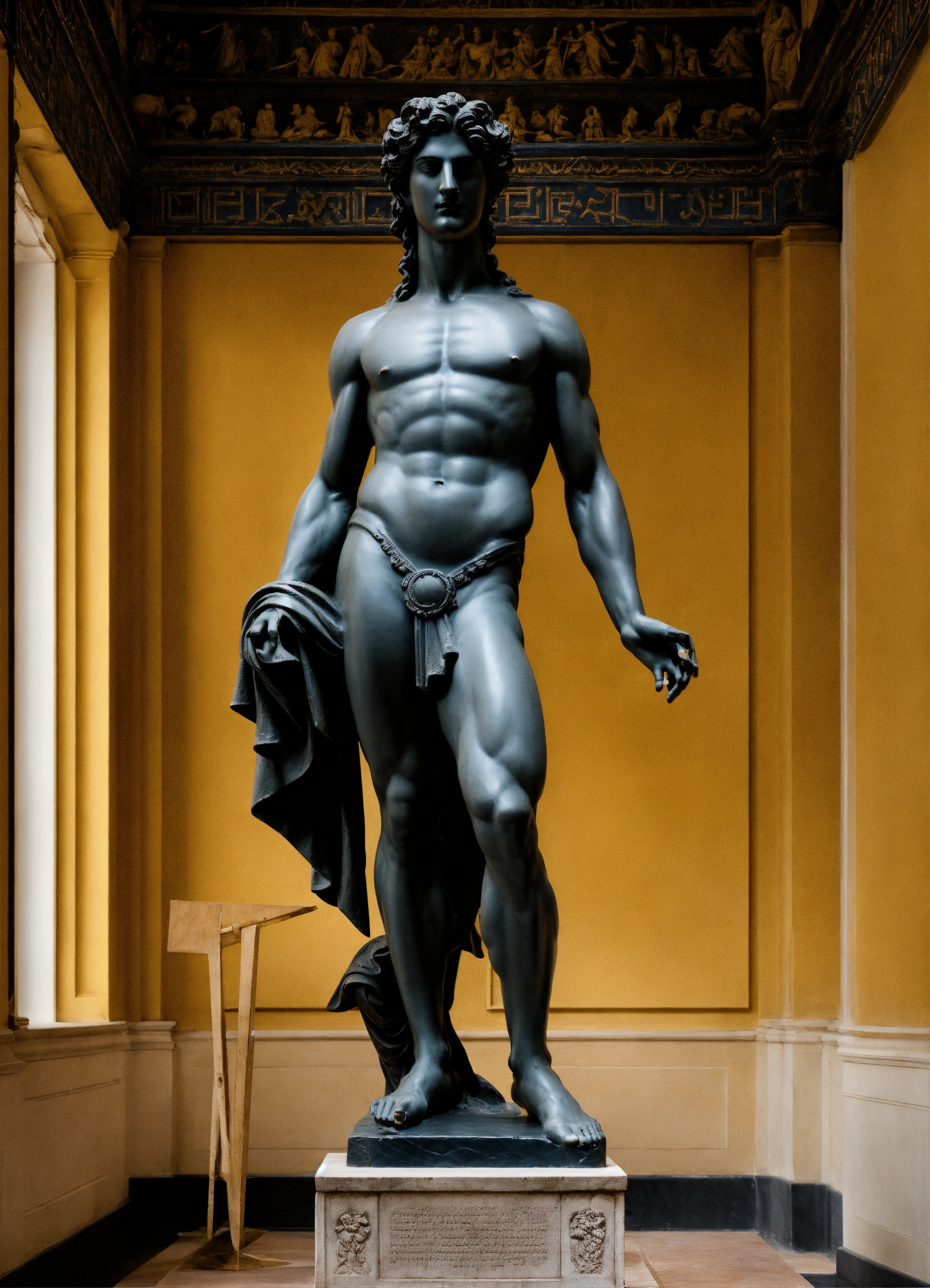 Lexica - A Statue of a masculaur greek god who is Standing on a Podium ...