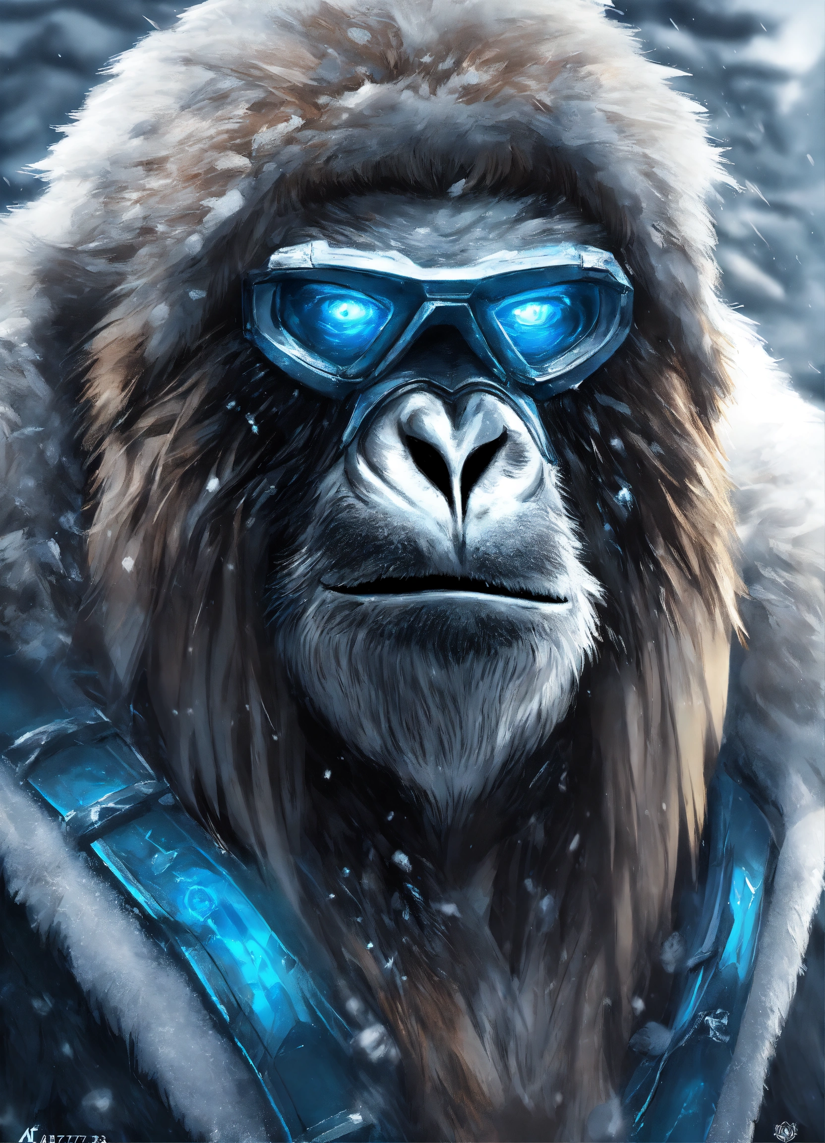 Lexica - Realistic, digital illustration art, Arctic Ape, has adapted ...