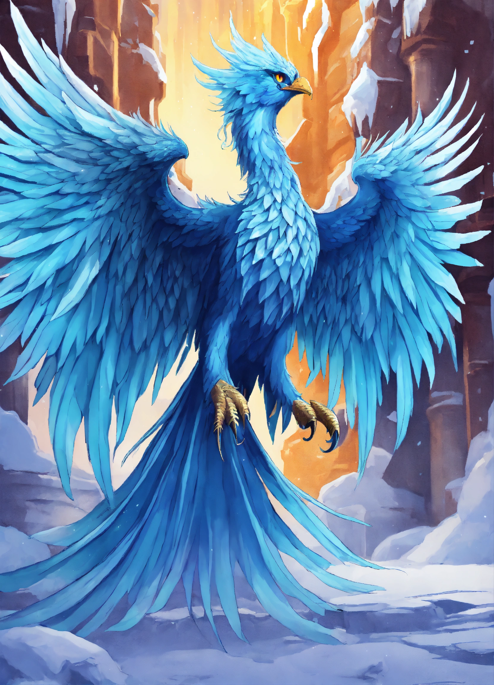 Lexica - A majestic ice phoenix , cartoon art
