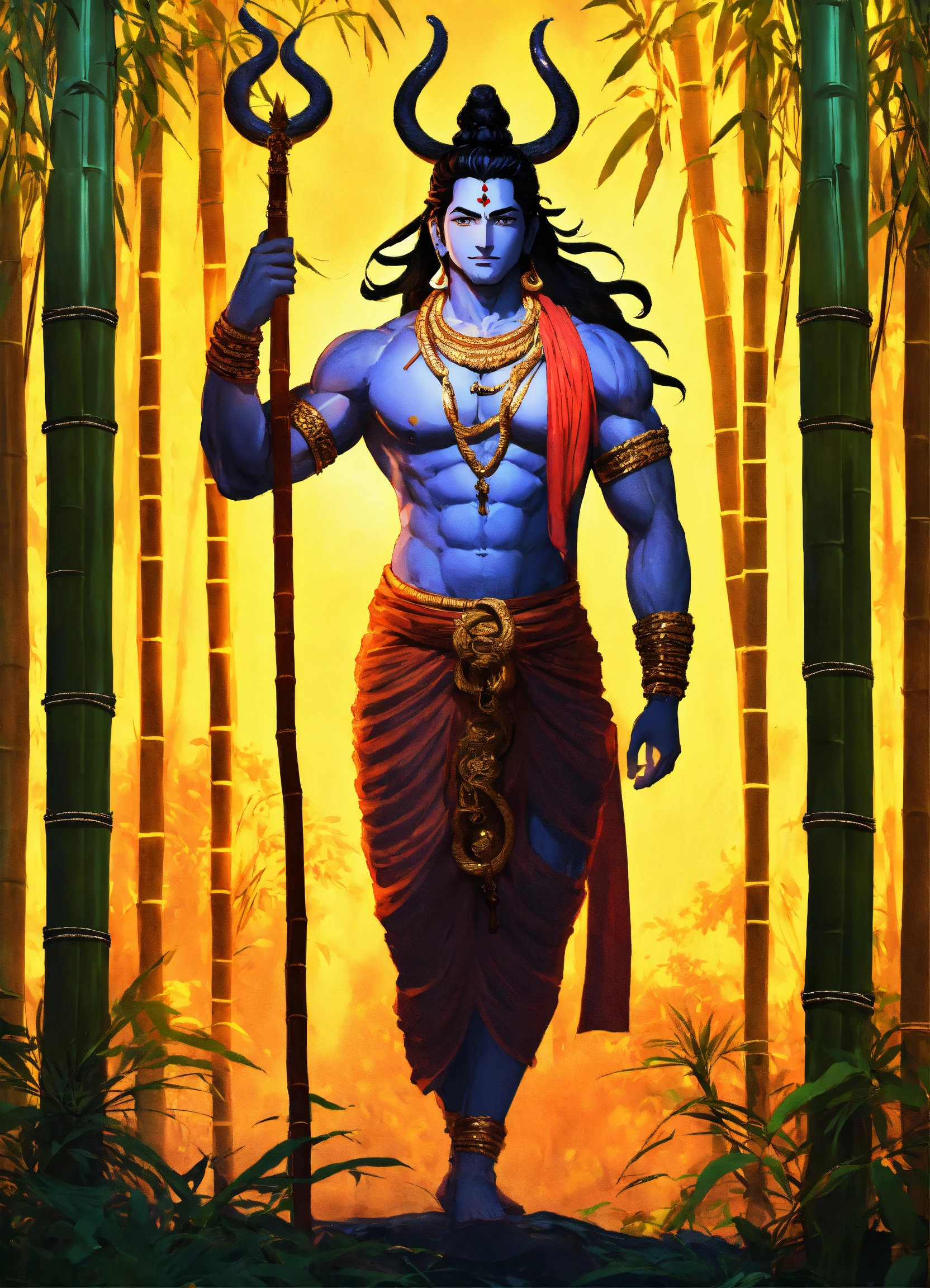 Lexica - Anime of muscular Lord Shiva thandavam with snake around neck ...