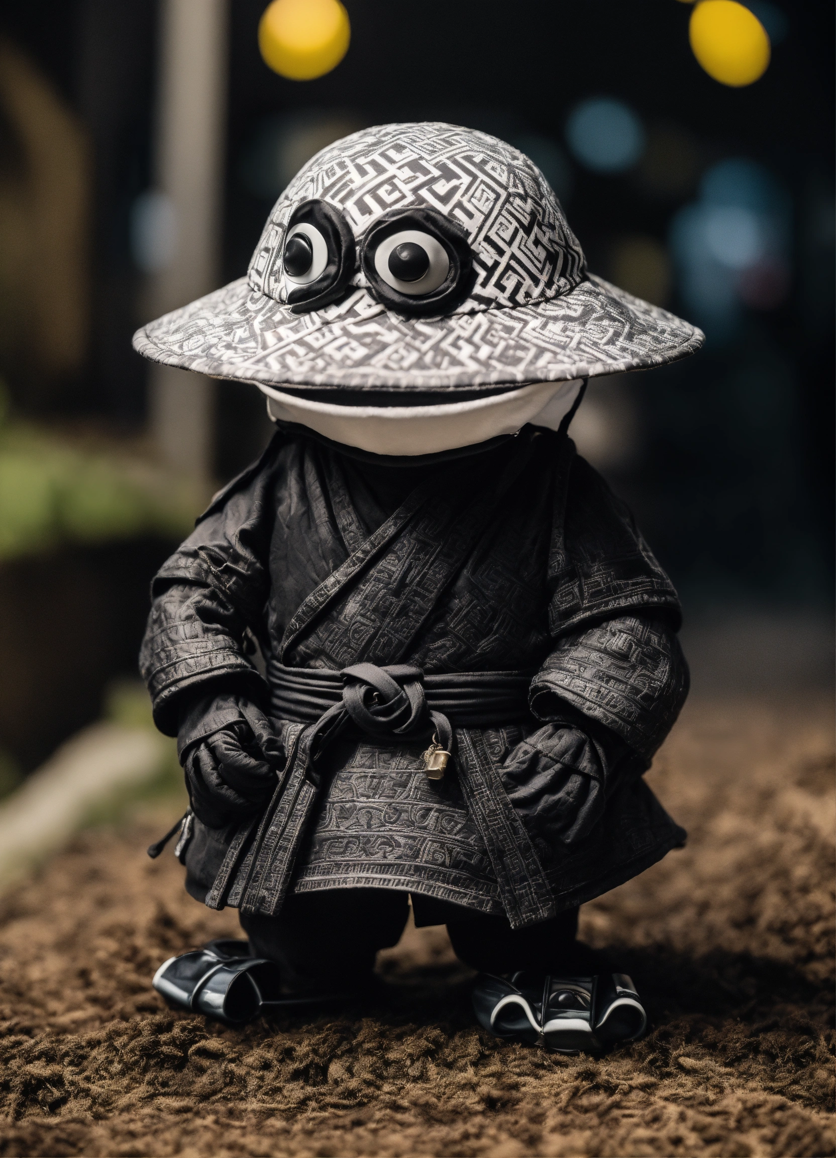 Lexica - A toad made out of a 3d black and white optical illusion, ying ...