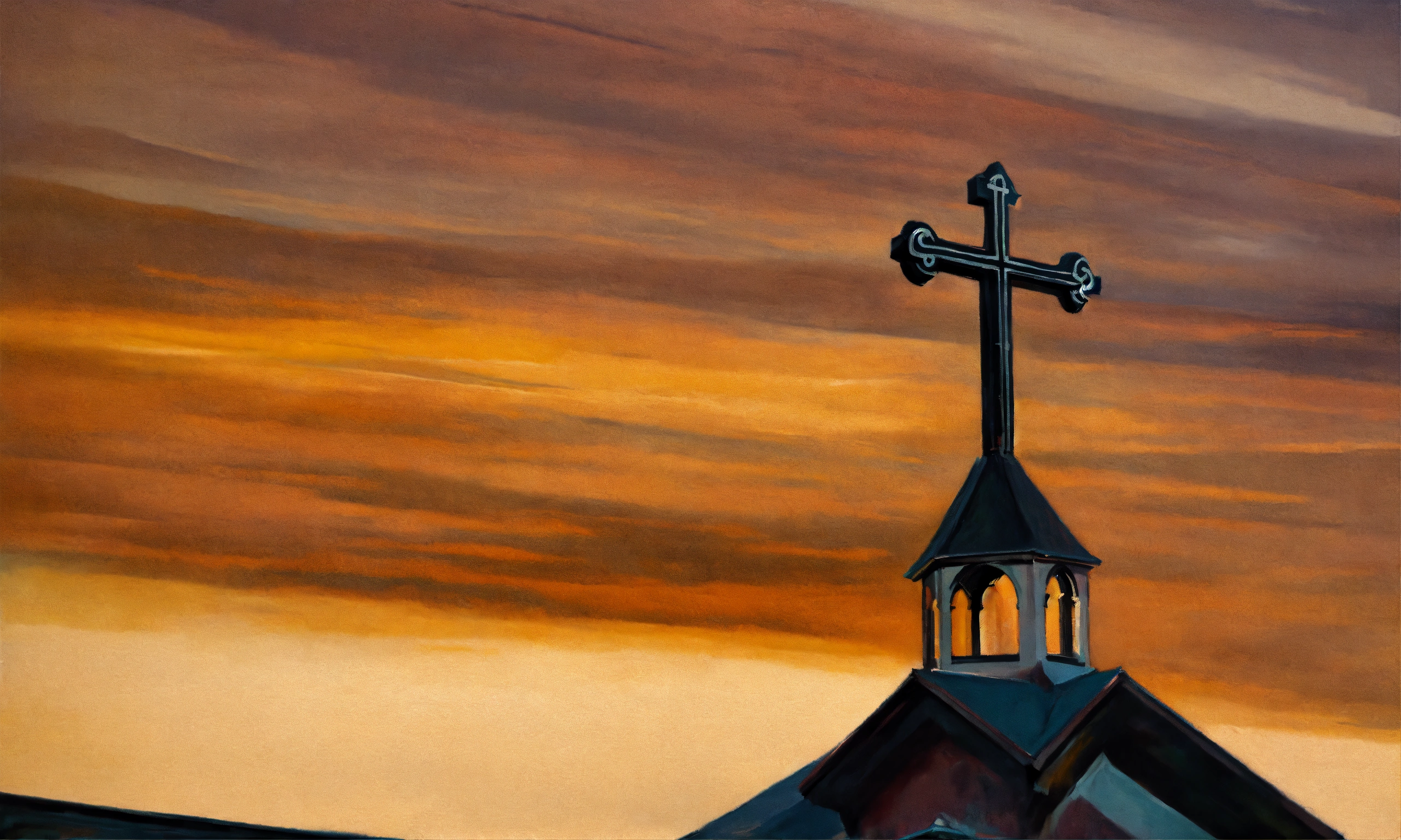 Lexica - Oil painting of a church roof cross