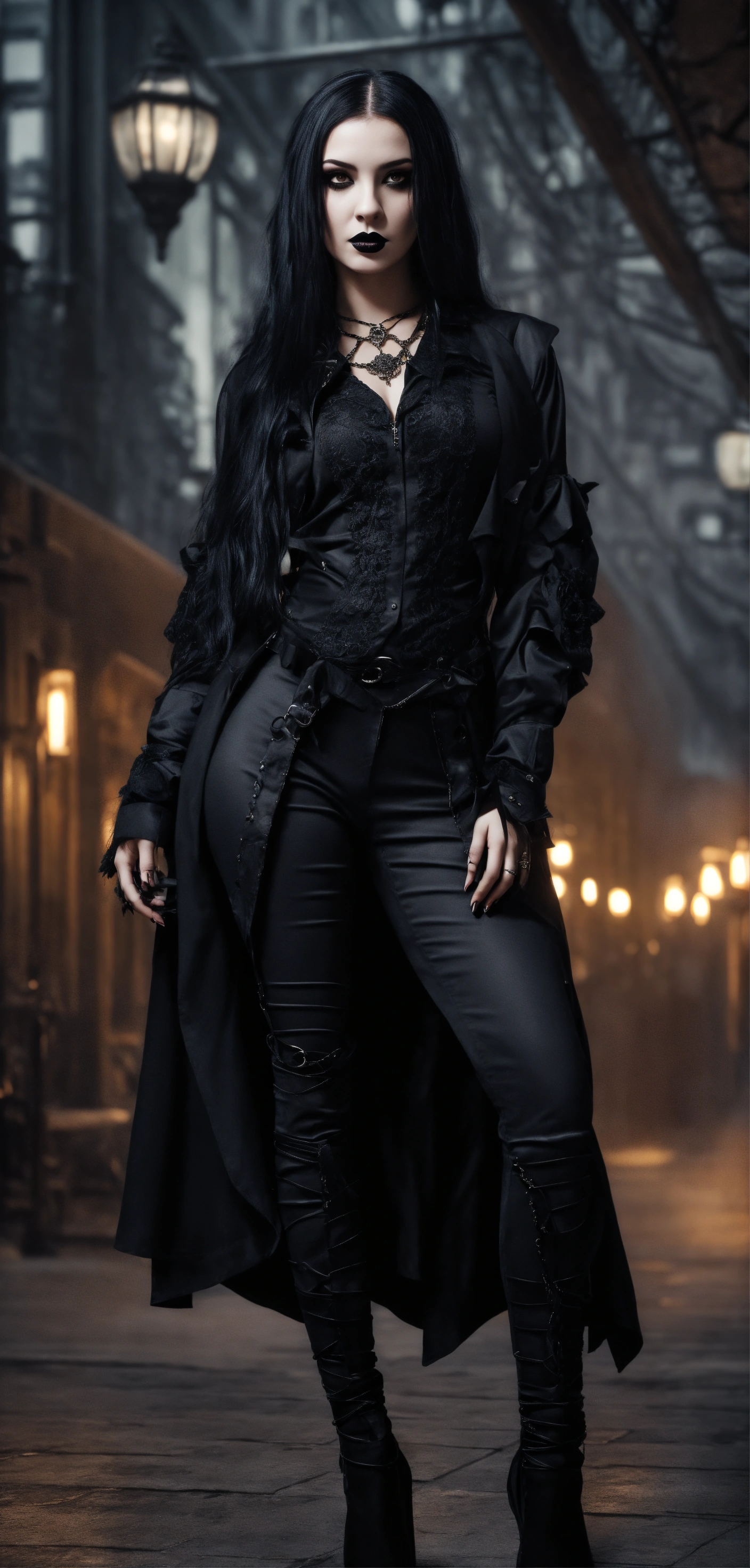 Lexica - Render beautiful young woman in dark goth outfit with black ...