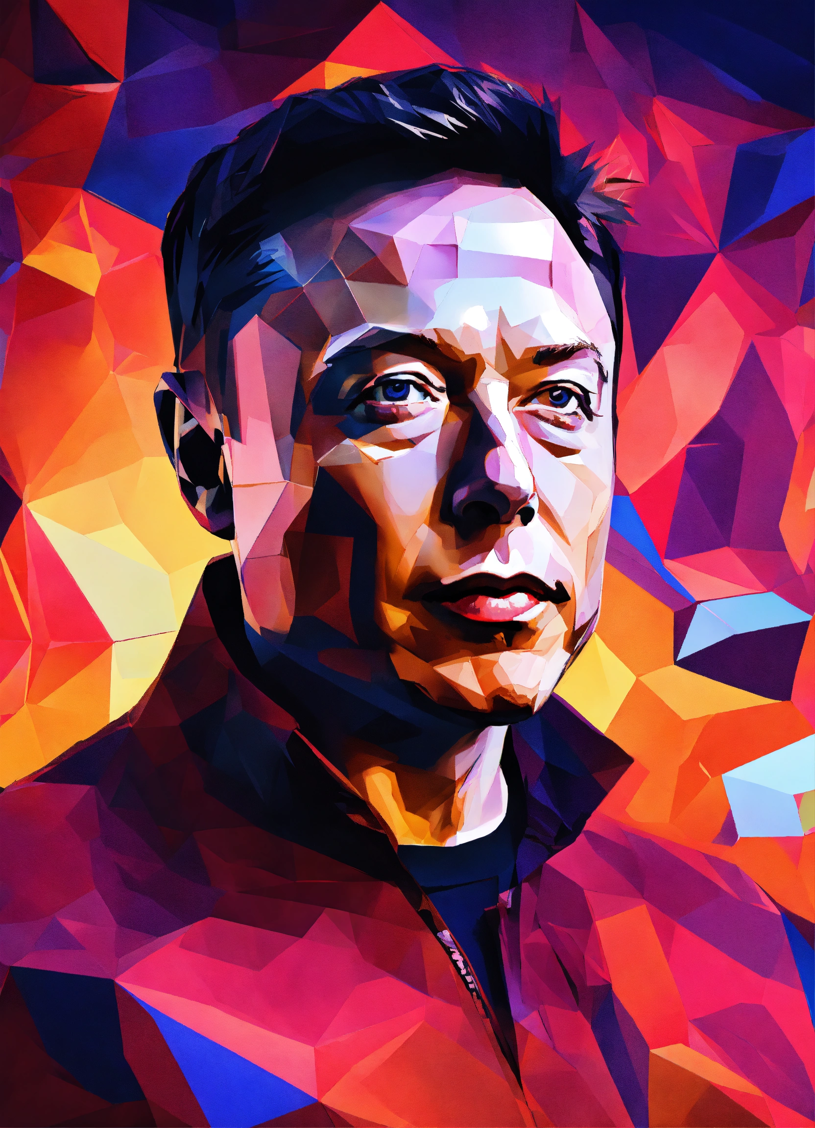 Lexica - Portrait of elon musk verry abstract poligon style 3d