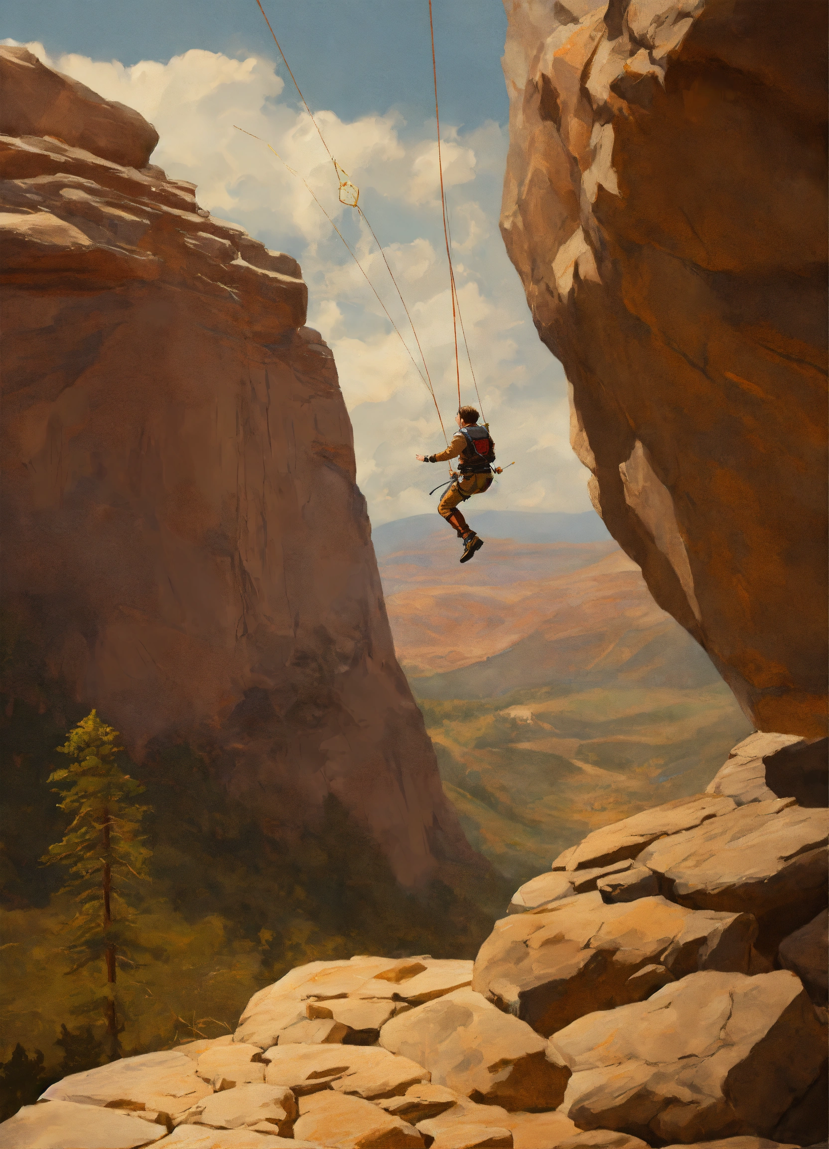Lexica - Human propel into the air by a rock, digital painting ...