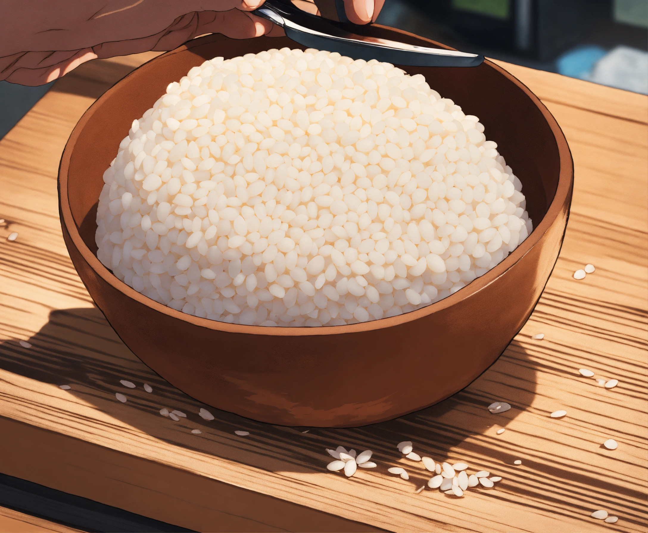 Lexica - A picture pf rolling a rice ball, anime style.