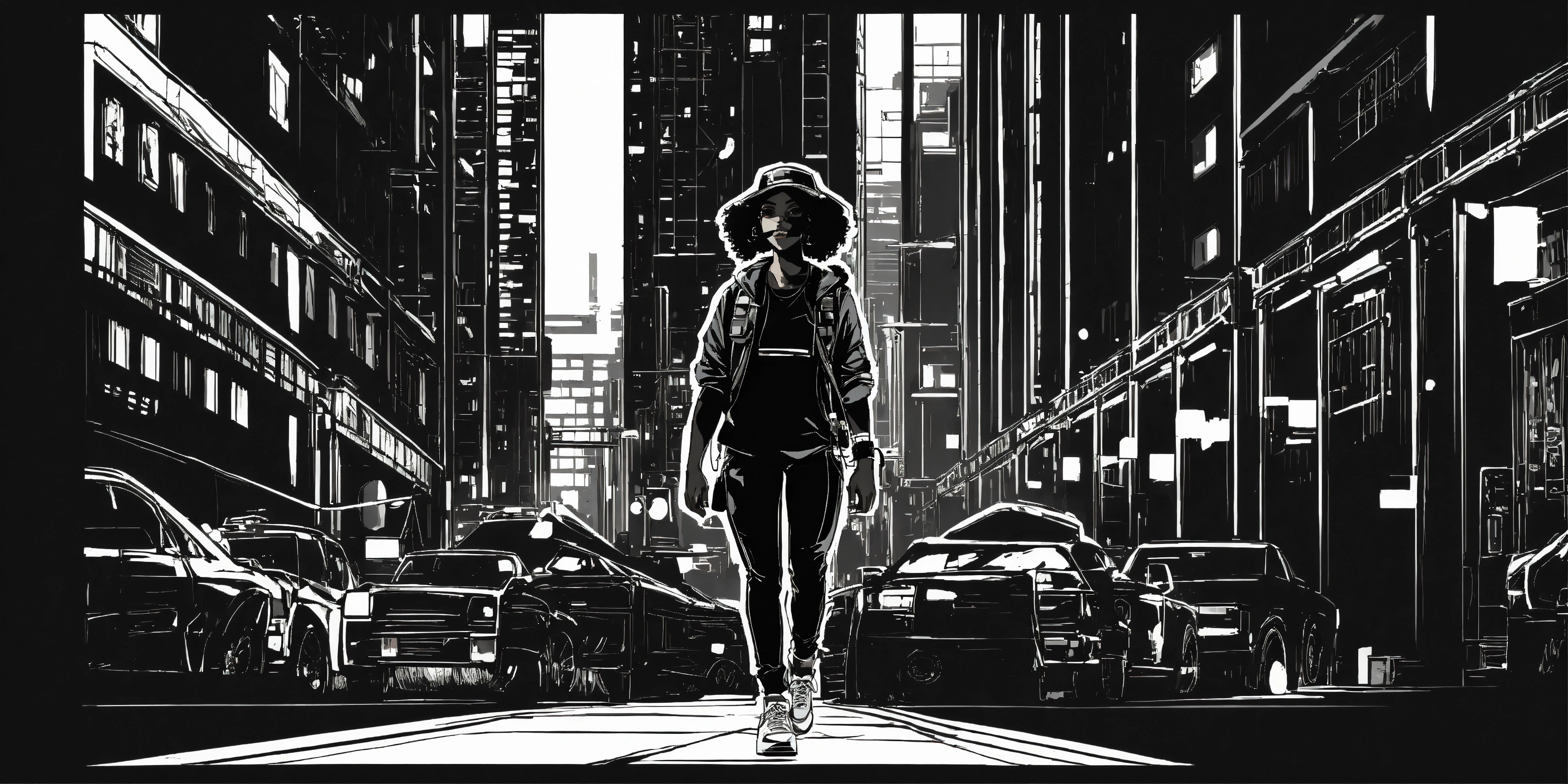 Lexica - Urban Jungle Explorer Black Woman, utilitarian urban explorer ...