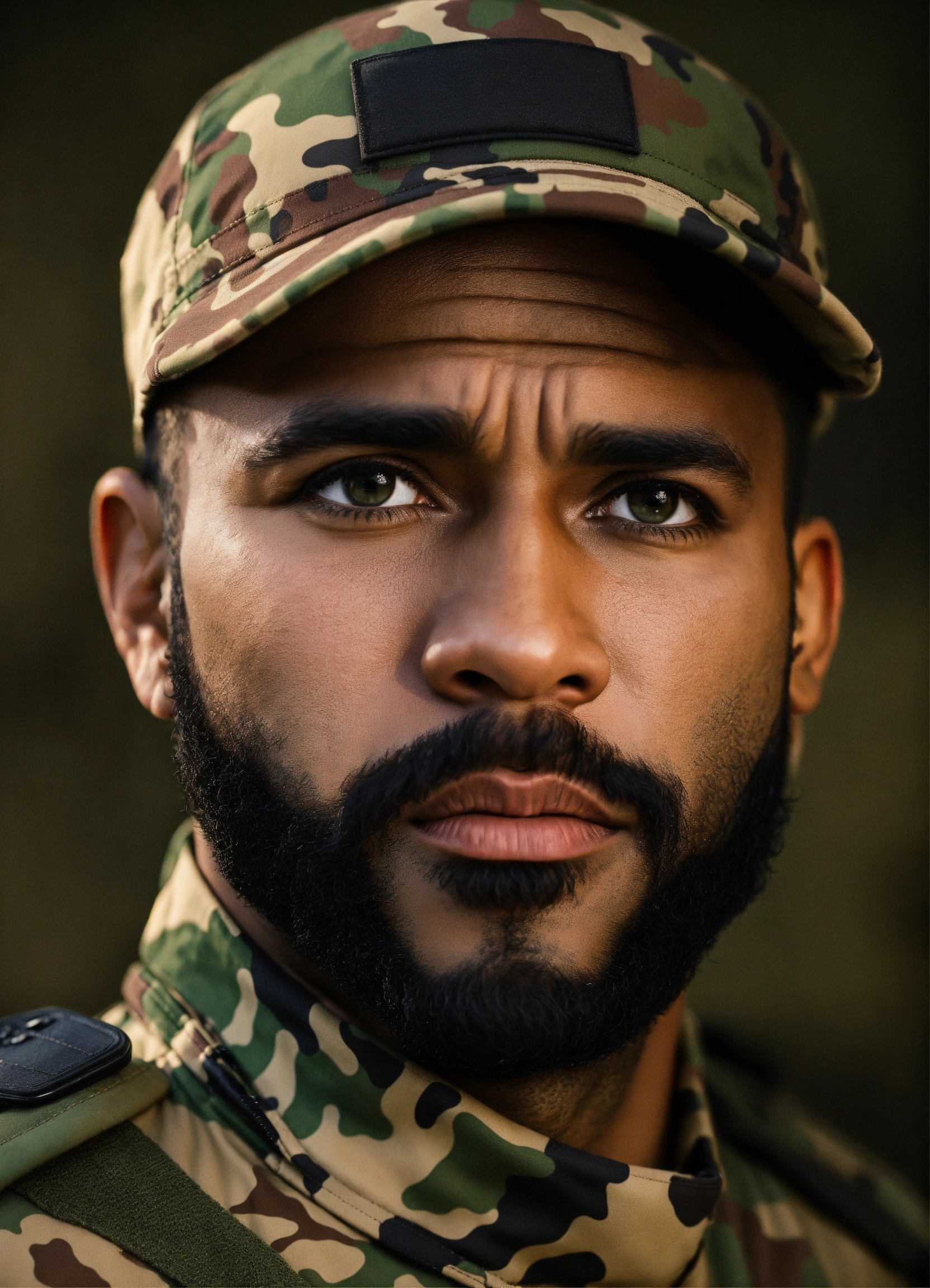 Lexica - Latin black man 40 yo man, serious, worried, BOPE camouflage ...