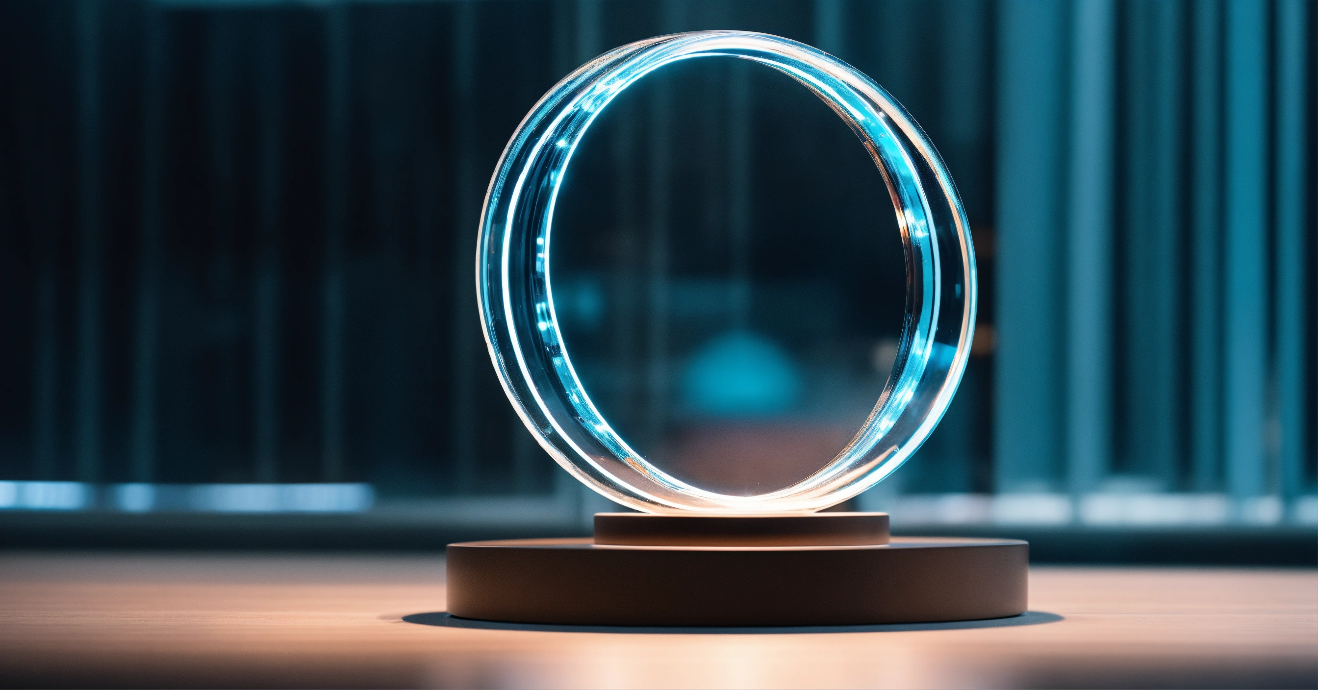 Lexica - Thin glass circle, seen from a side angle with a rotated ...