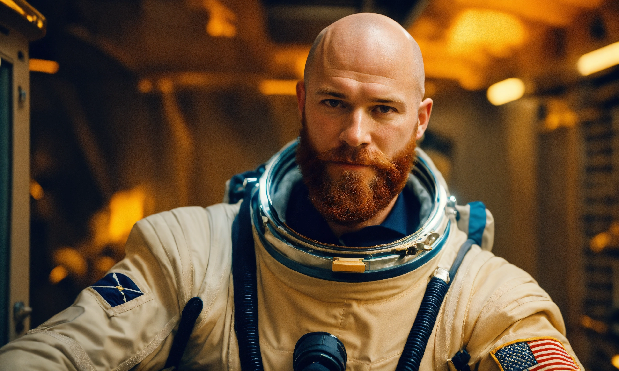Lexica - Averege man with ginger beard and hair in astronaut suit ...