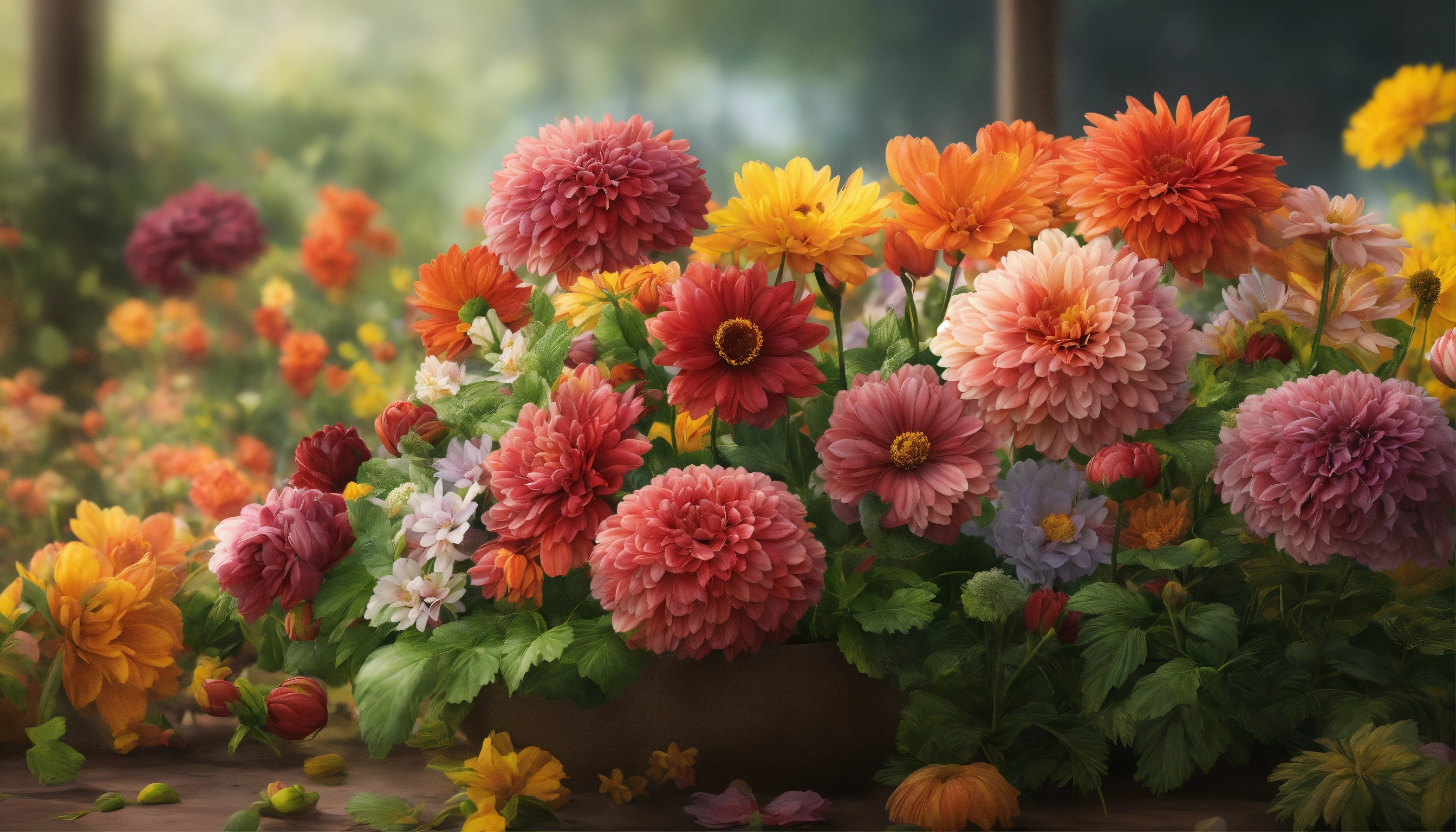 Lexica - Hyper-realistic digital art illustration of flower variety ...