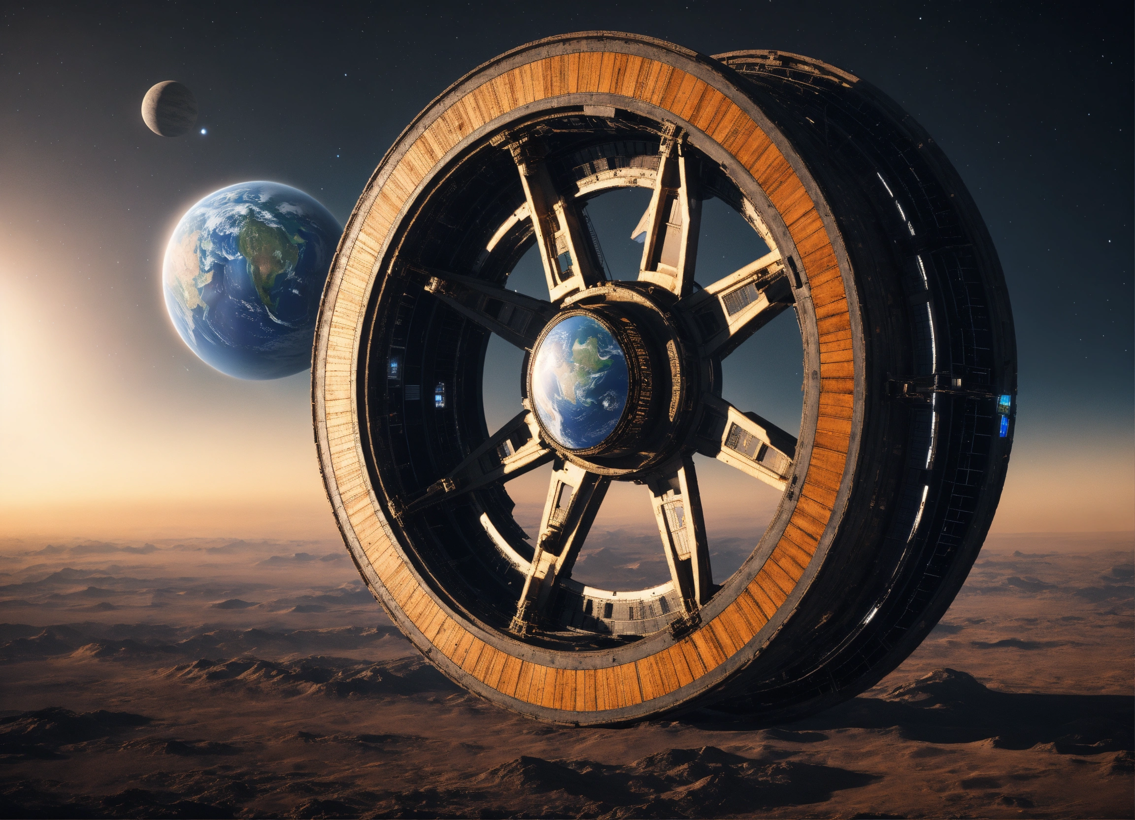 Lexica - A rounded space station wheel-shaped made of dark material ...