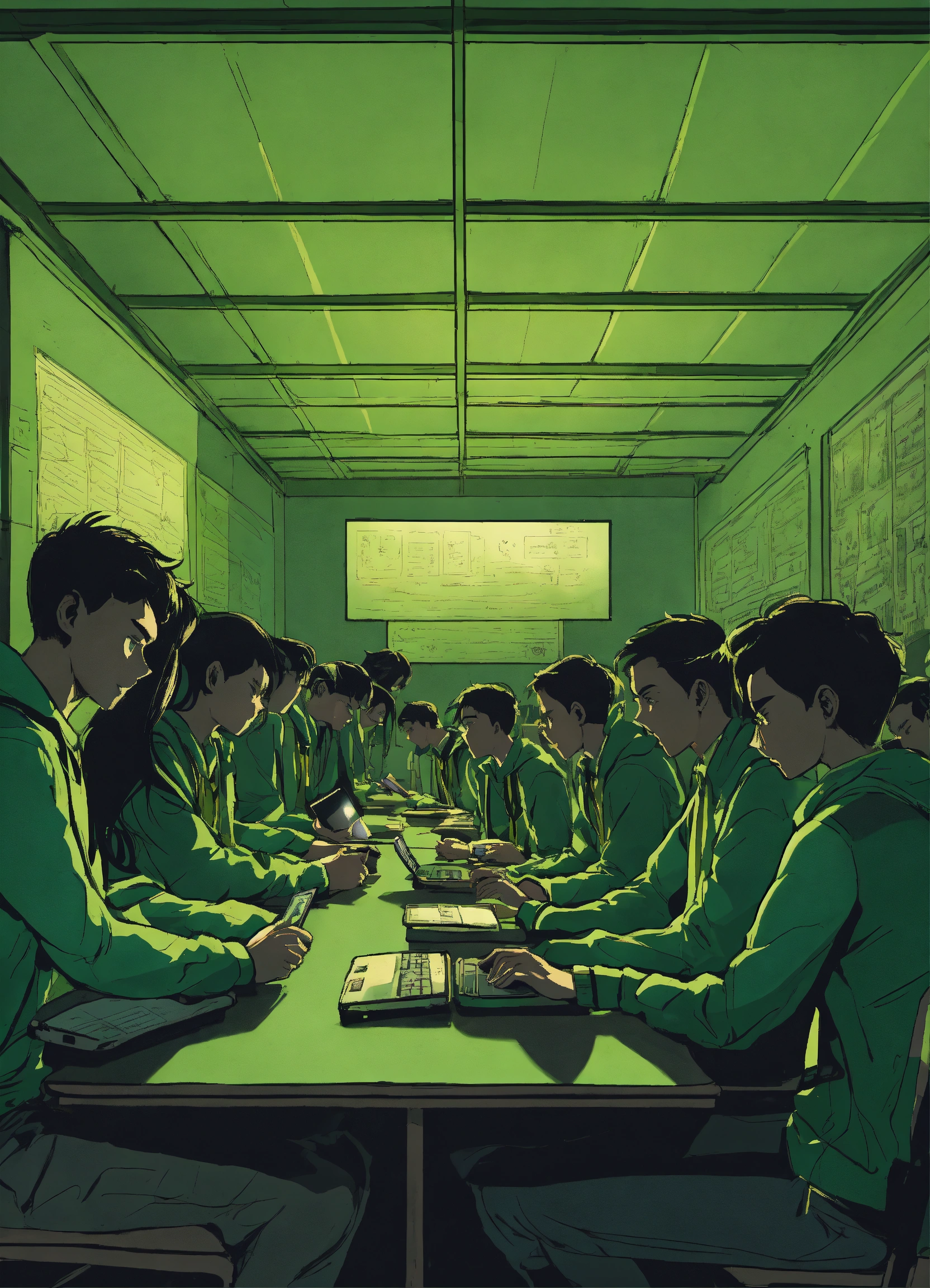 Lexica - Design a comic cartoon poster depicting a classroom where all ...