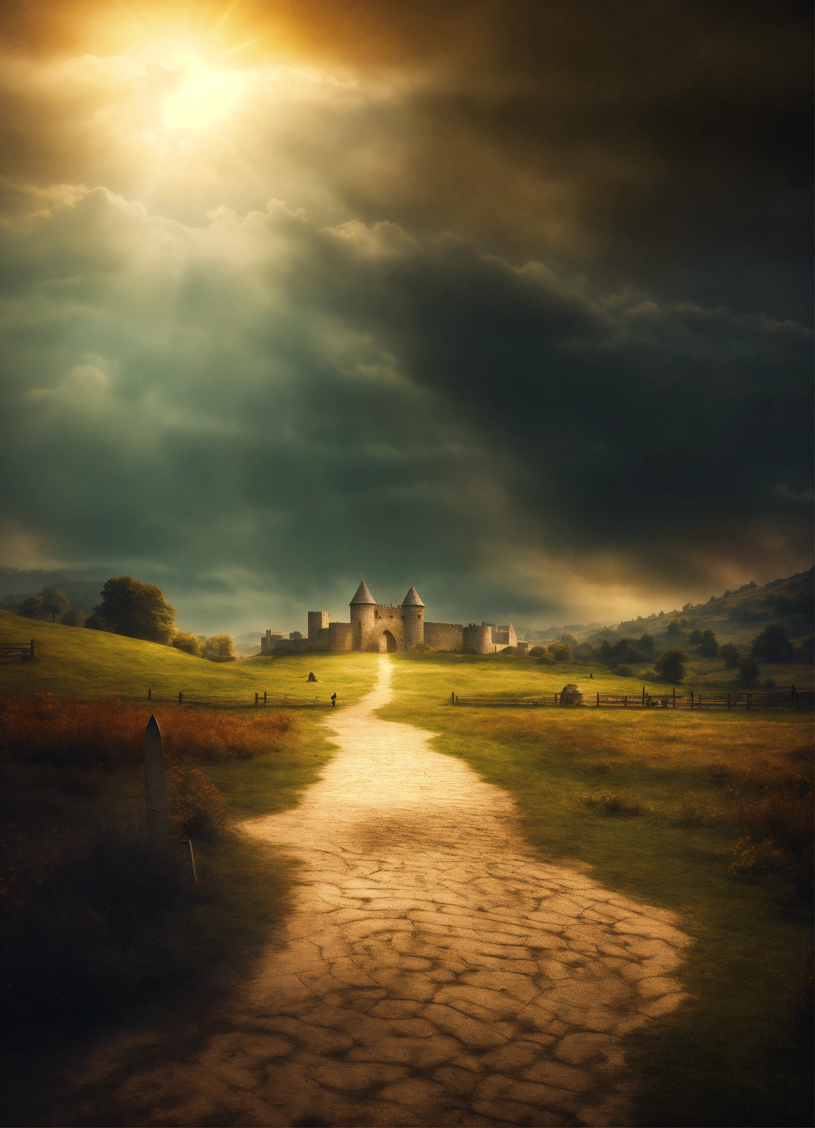 Lexica - Create a design Medieval background with fantasy lighting ...