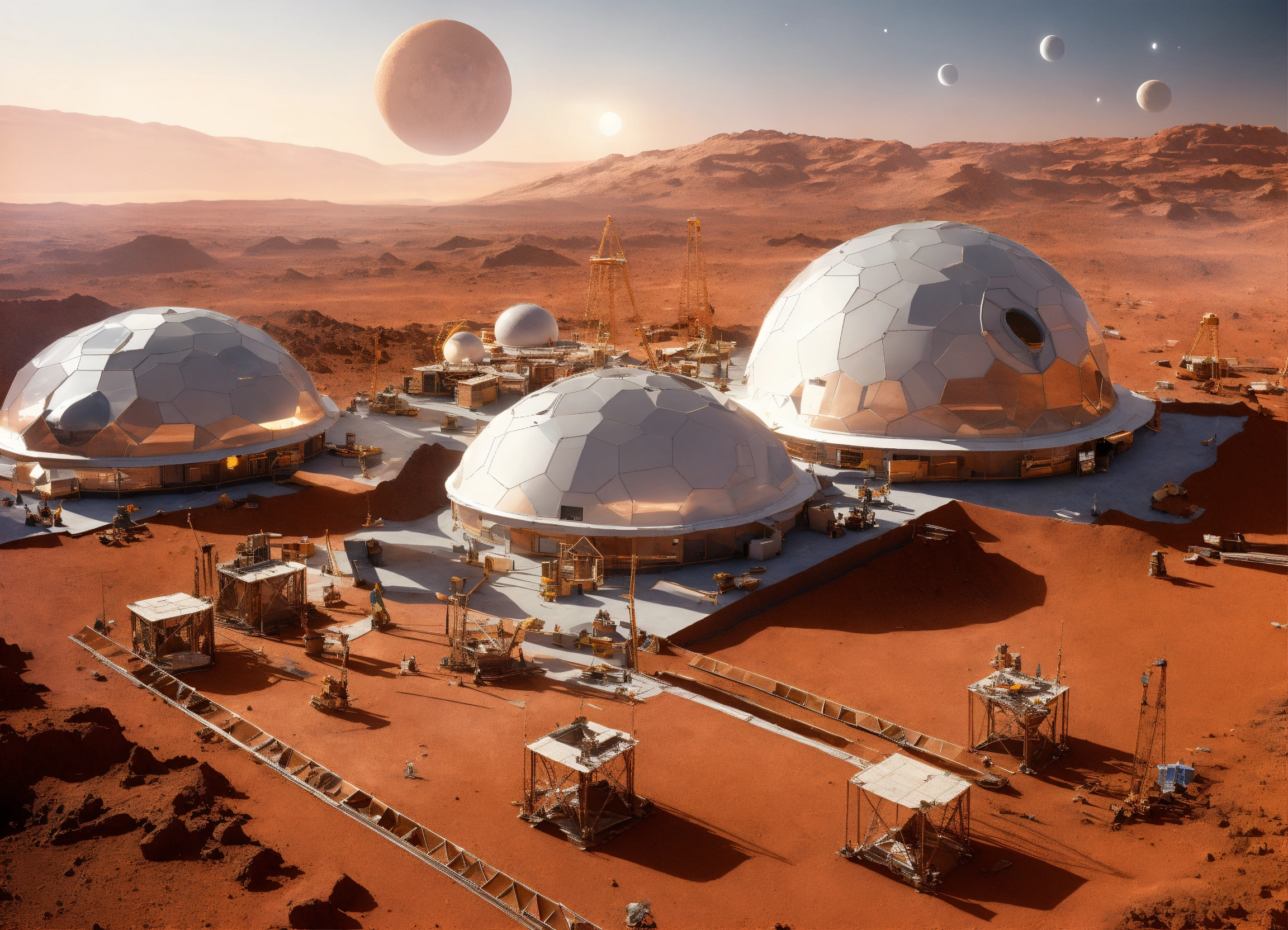 Lexica - Picture of construction on mars using space age technology ...