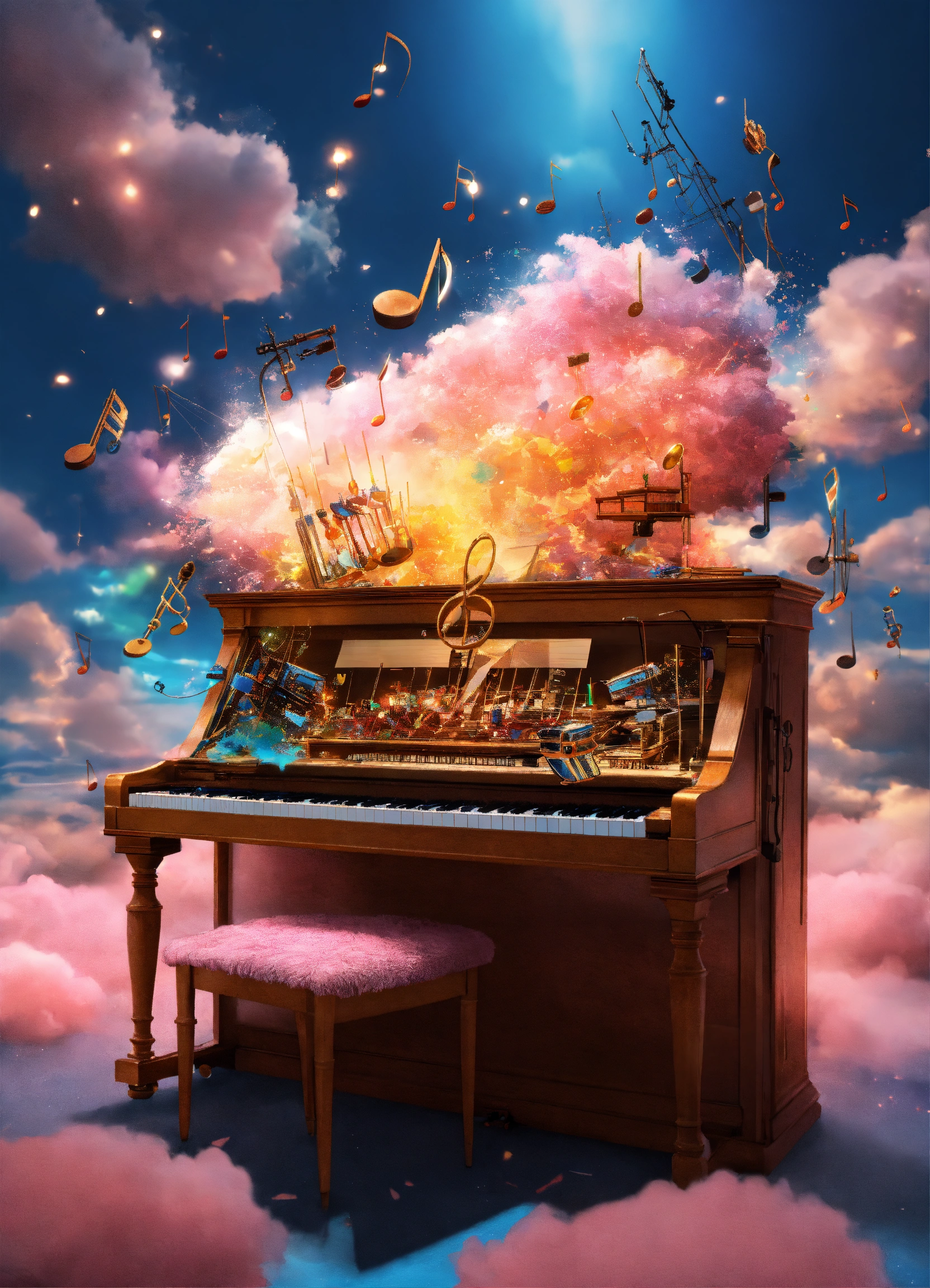 Lexica - A microphone fused into a floating piano surrounded by ...