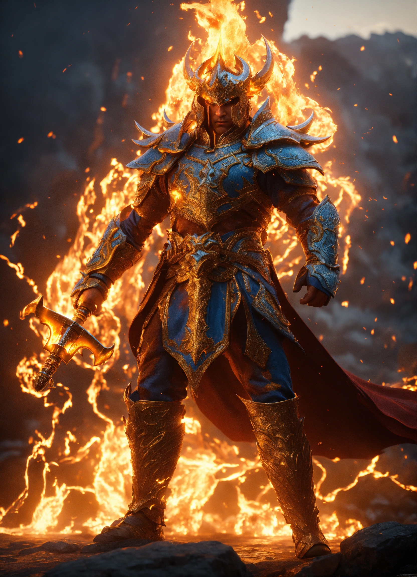 Lexica - "legendary fire god" striking "legendary lightening god", epic ...