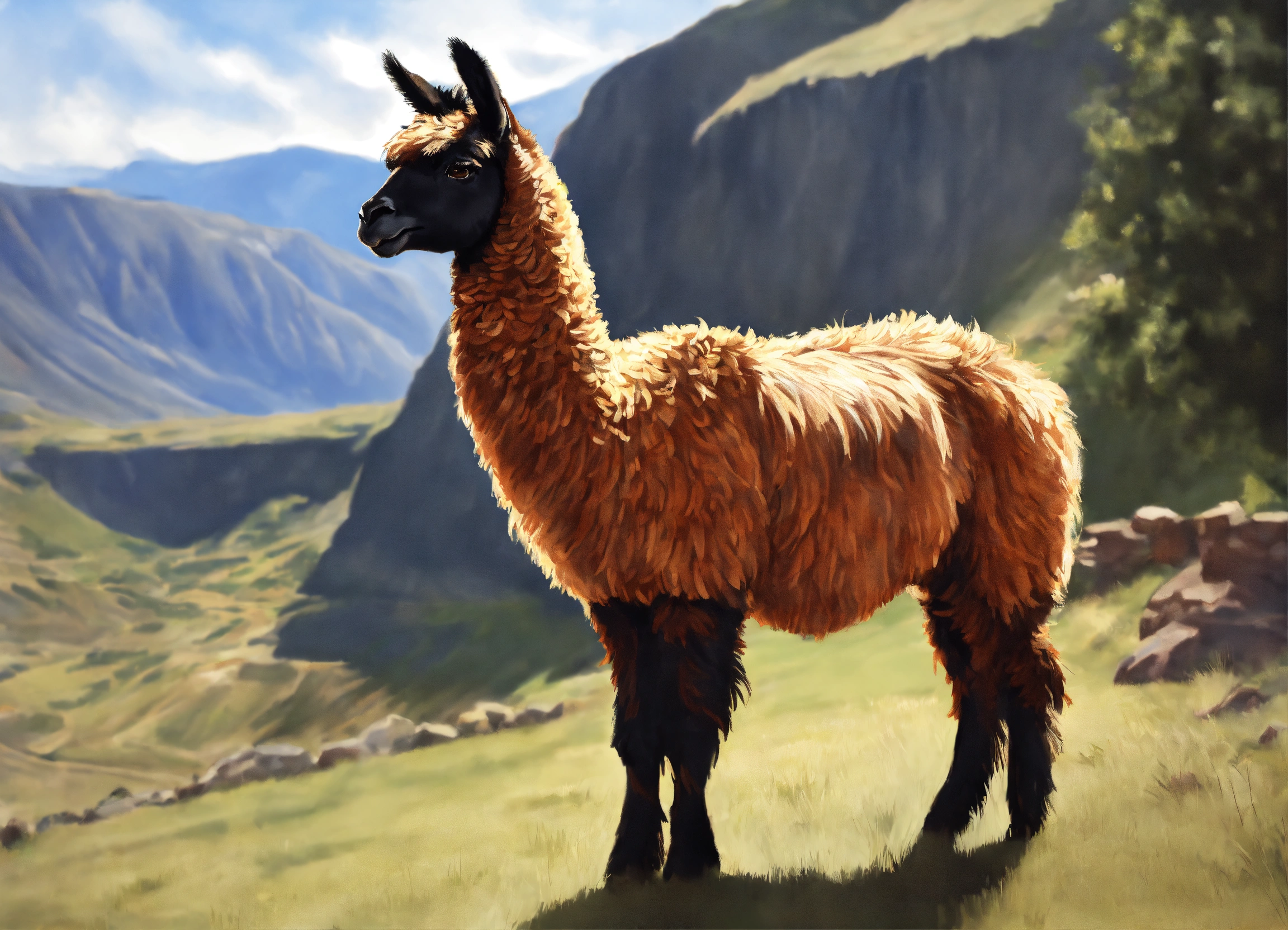 Lexica - Realistic drawing of a llama