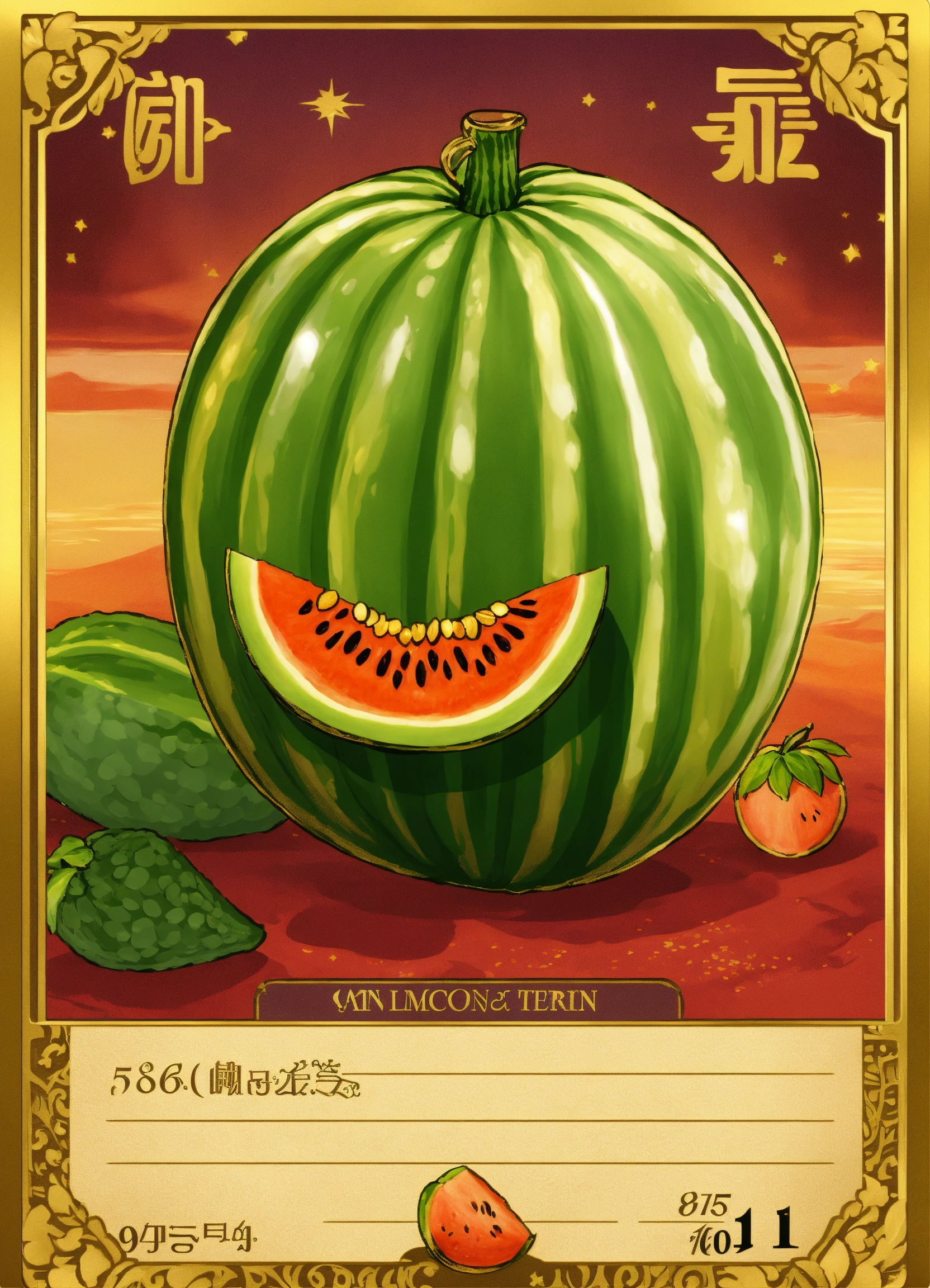 Lexica - A melon, based on the card "el melon" of the mexican lottery ...