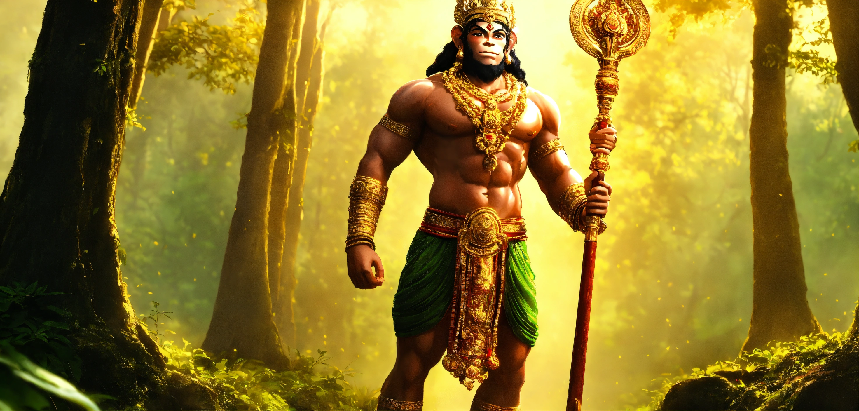 Lexica - A hindu god named hanuman, with strong body and gold to his ...