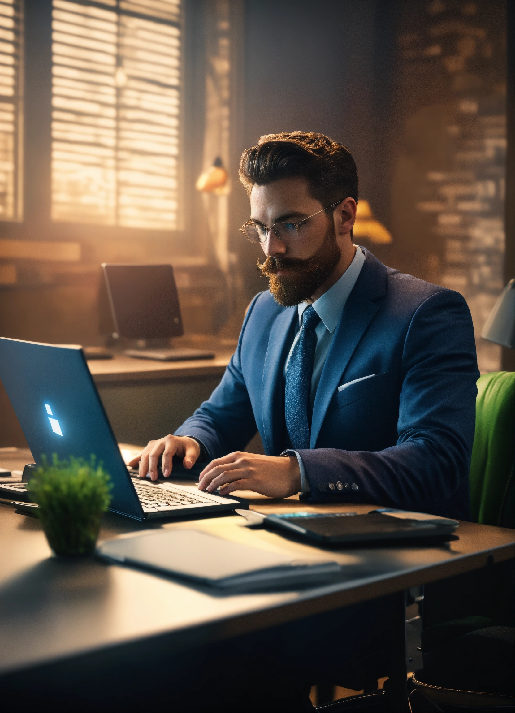 Lexica - Young, white male investment banker with mustache sitting at ...