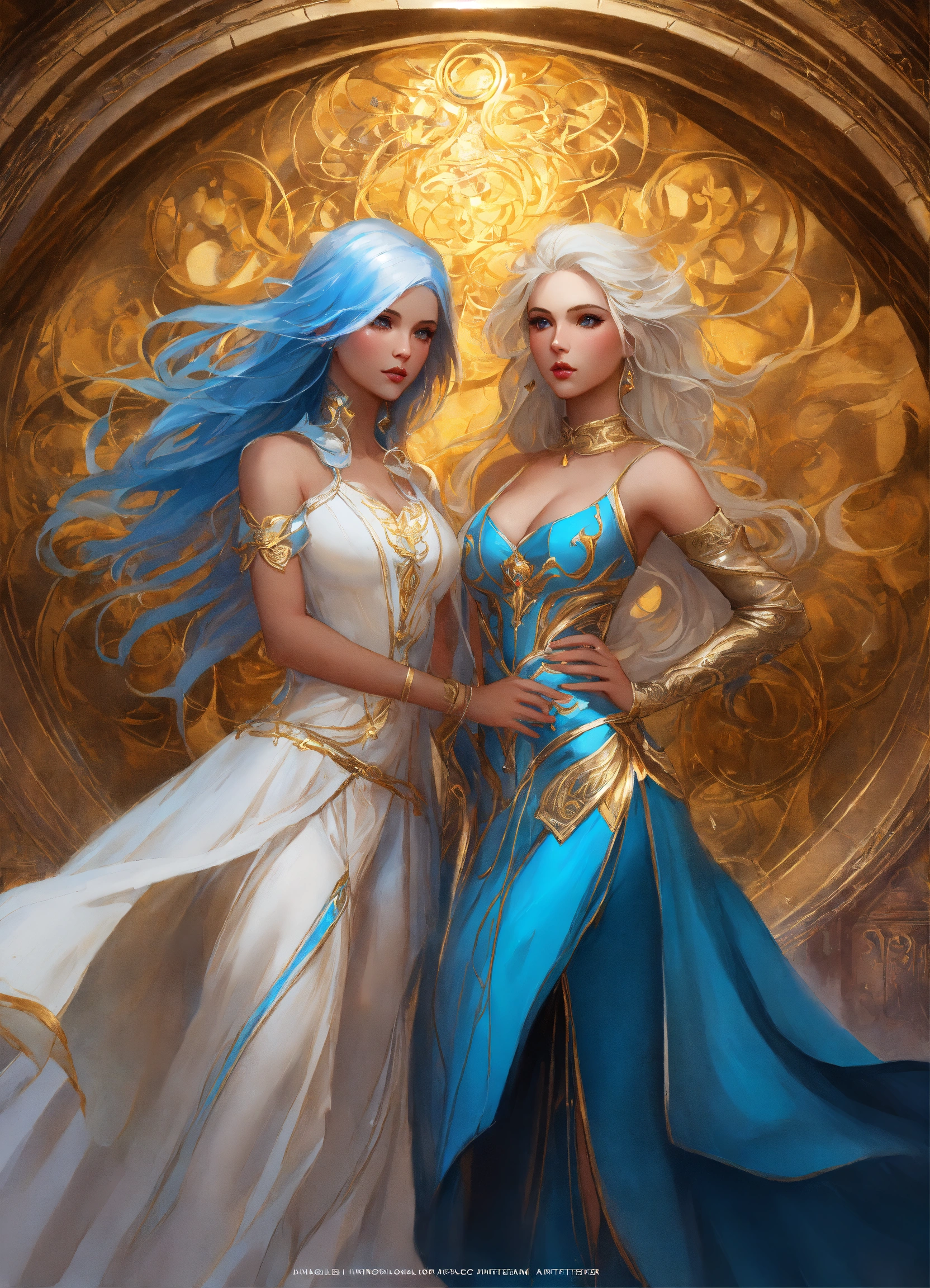 Lexica - Two fully clothed women magician, a woman white hair a long ...