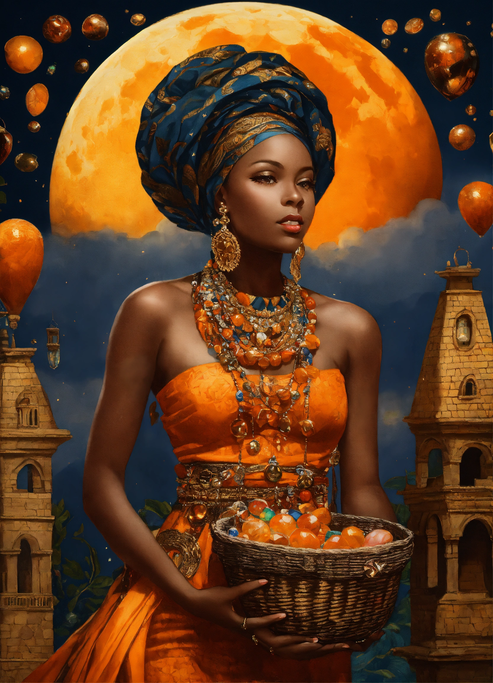 Lexica - Very realistic,african,A woman holding a basket filled with ...