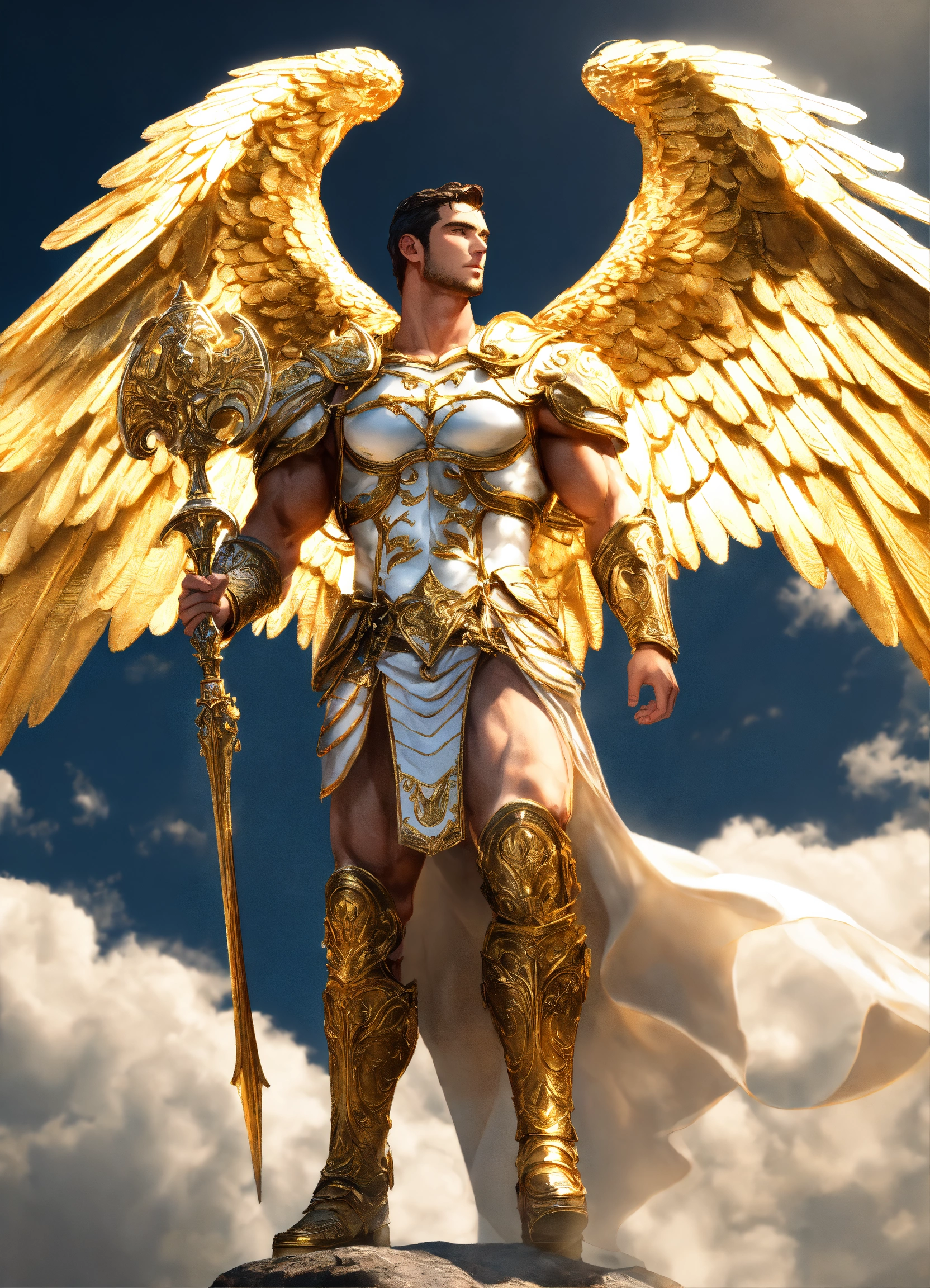 Lexica - A strong handsome white male angel god, a handsome god with ...