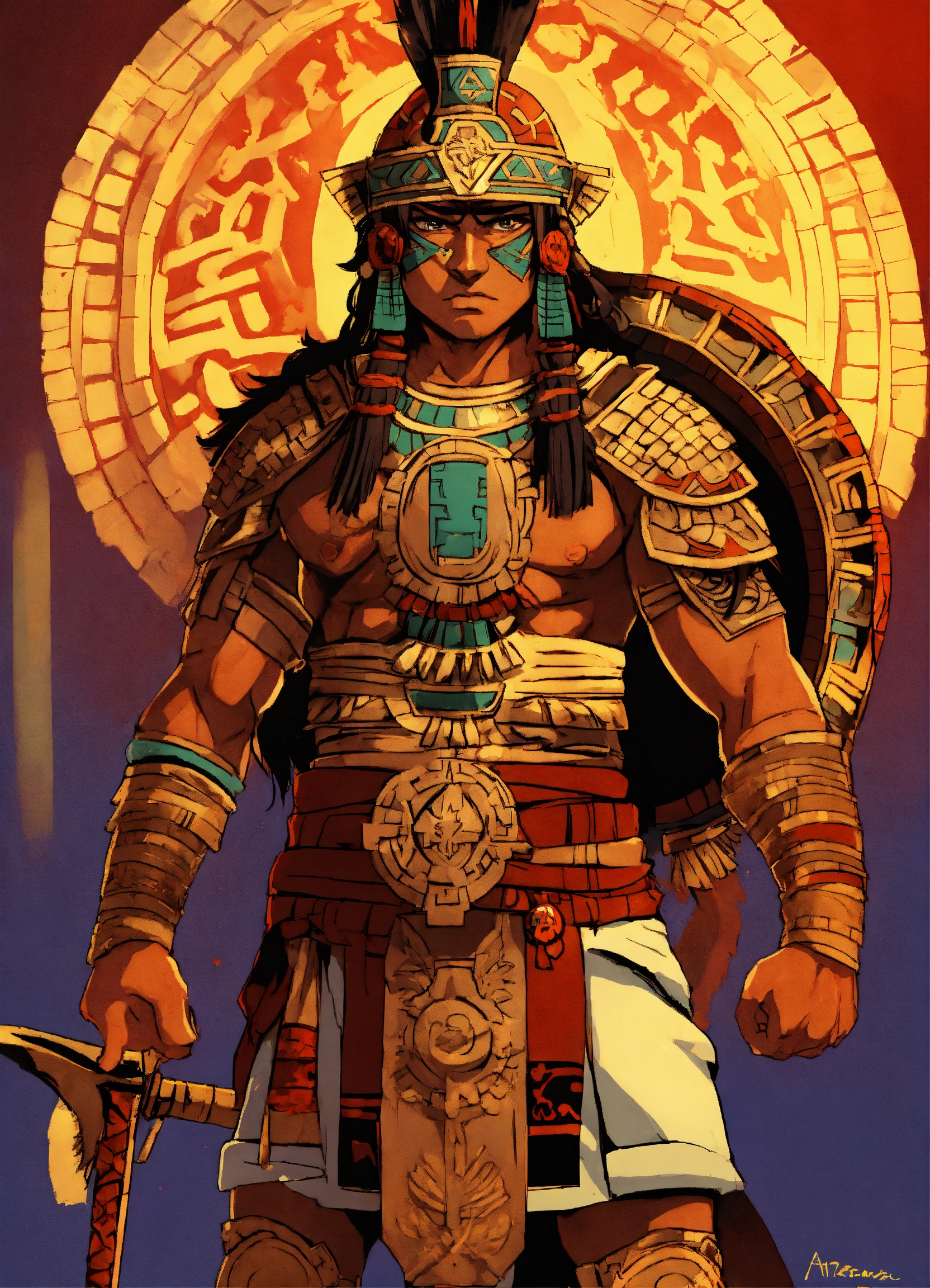 Lexica - Aztec Warrior, Anime style