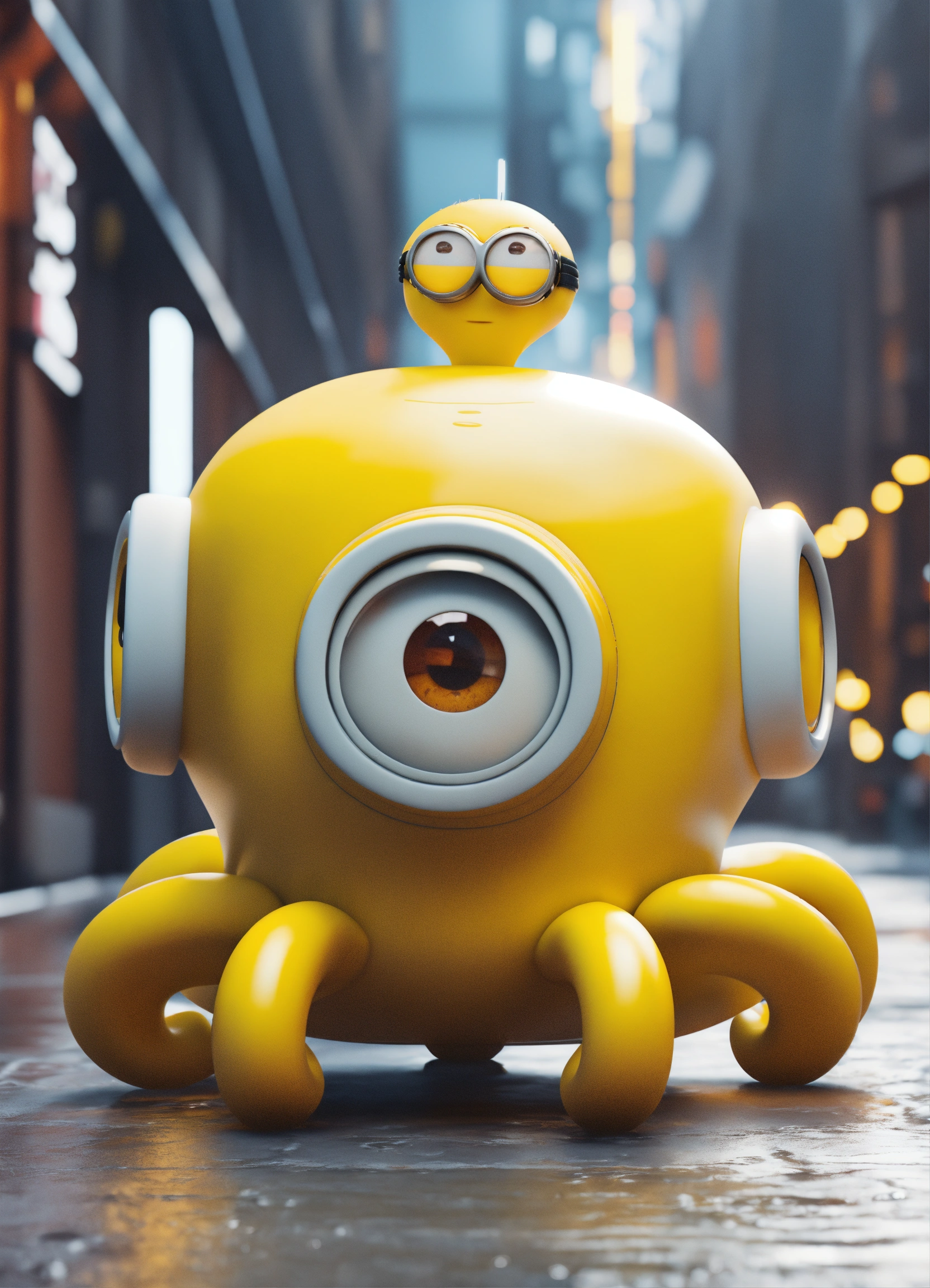 Lexica - 3D octopus style of minions in white color minimal details ...