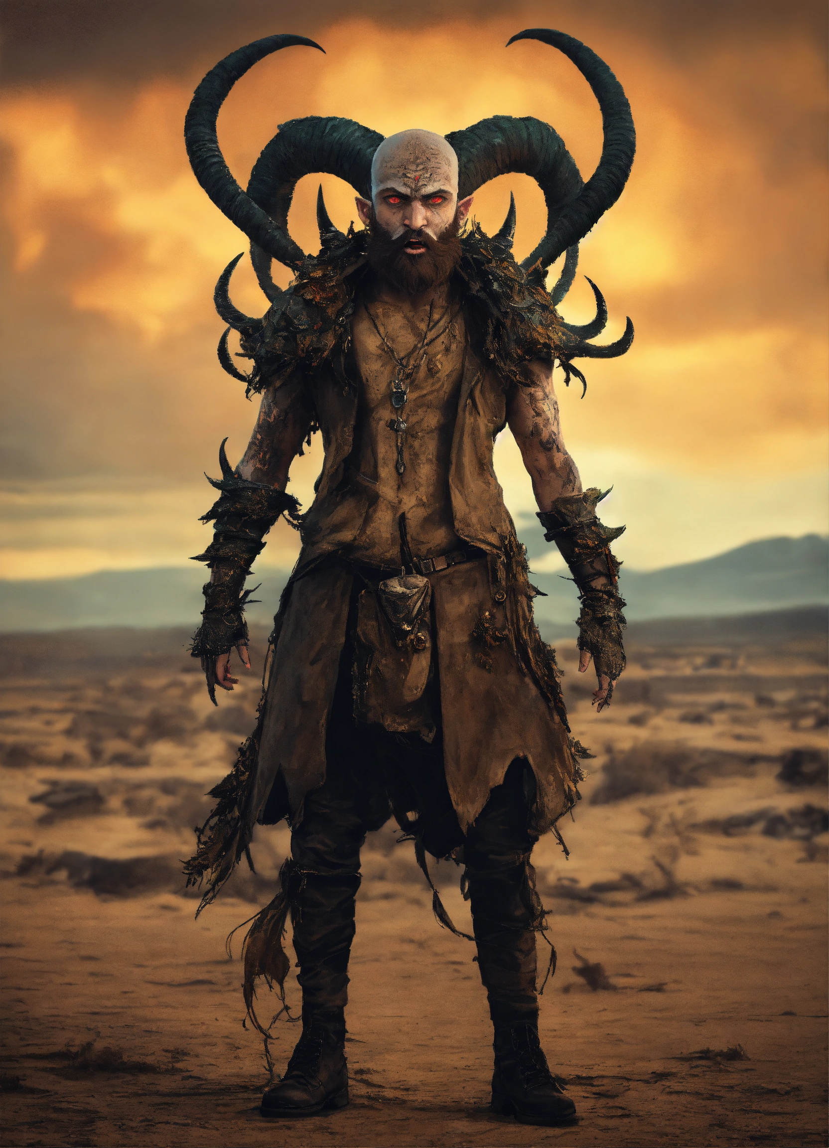 Lexica - A young bald man with beard image of a grotesque, otherworldly ...
