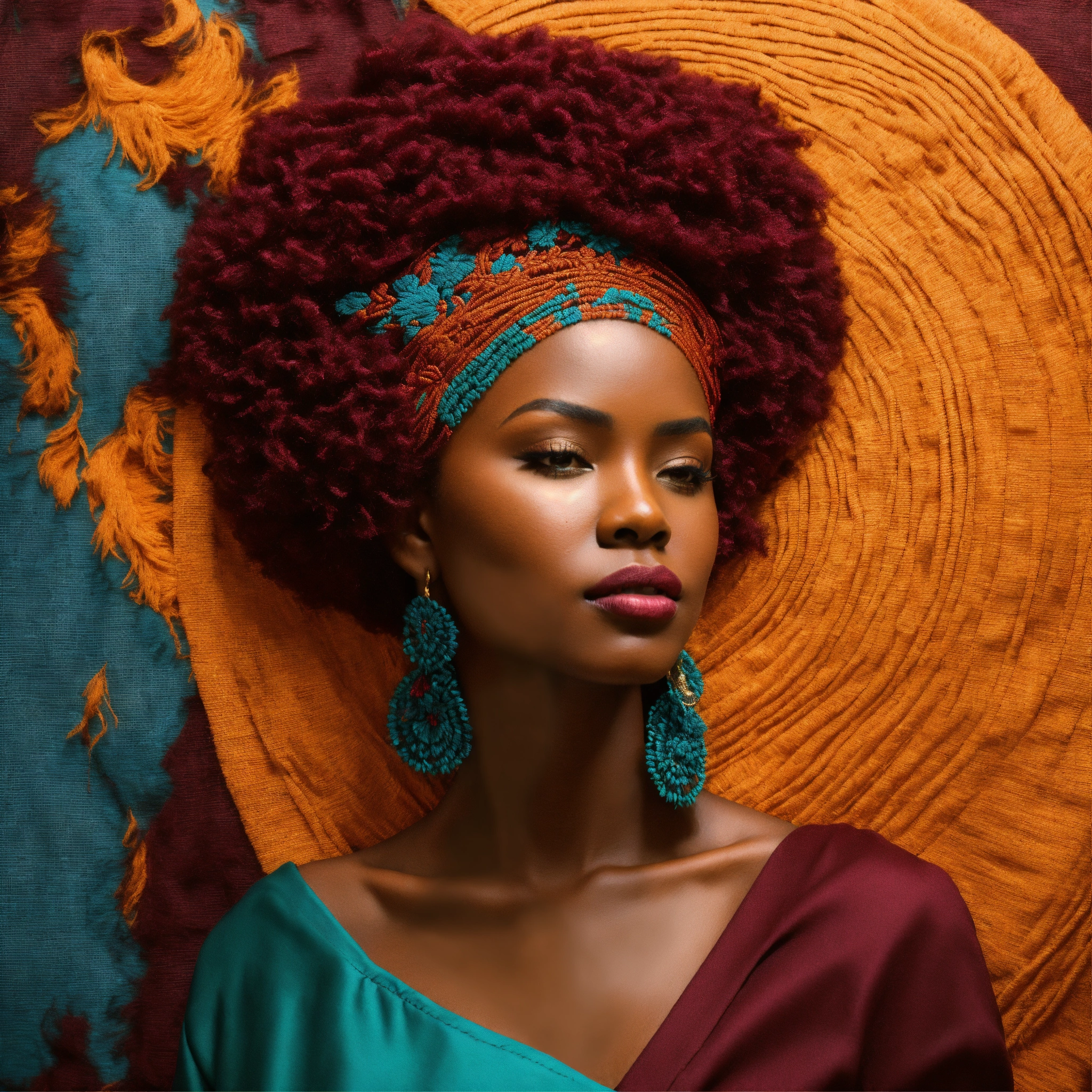 Lexica - Afrocentric embroidery scene of face of an stunningly ...