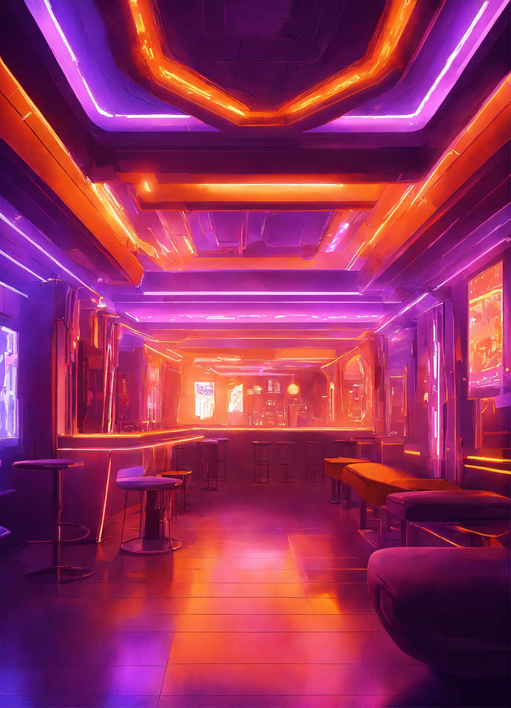 Lexica - Digital art of a white Star Wars night club with purple and ...