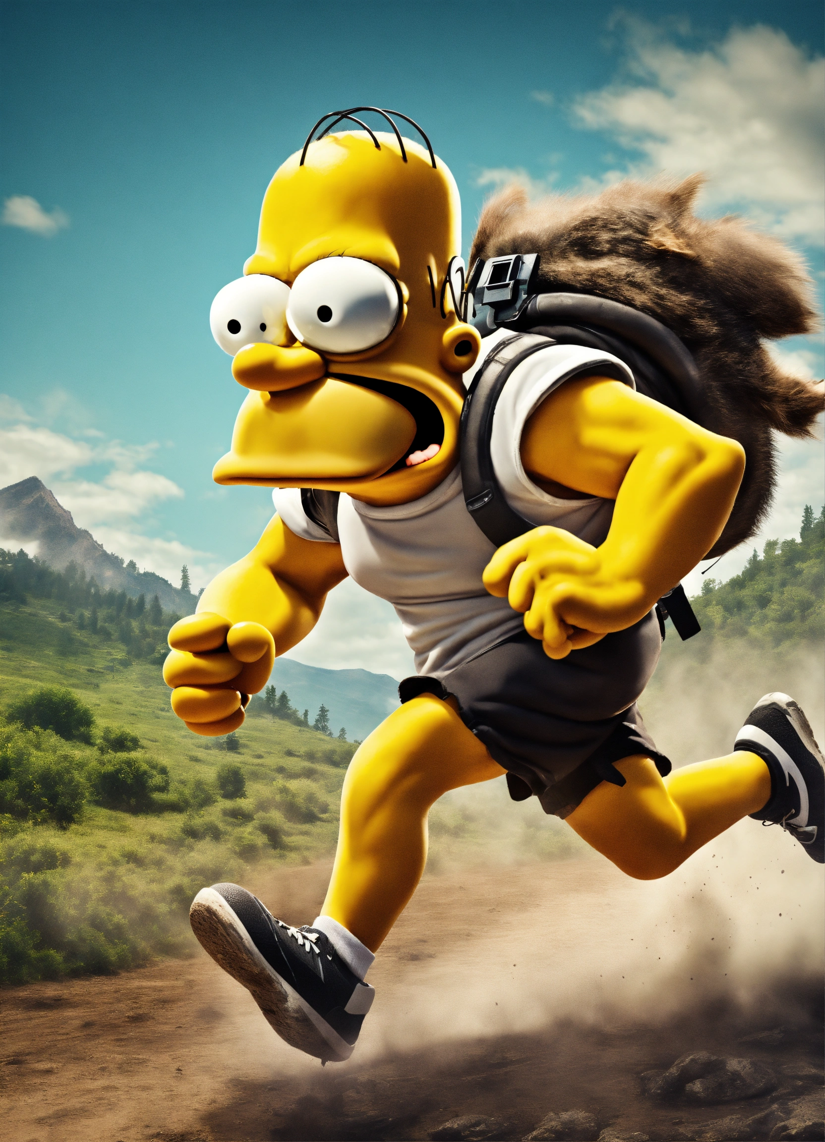 Lexica - Humoristic Homer Simpson body mixed with wild boar head ...